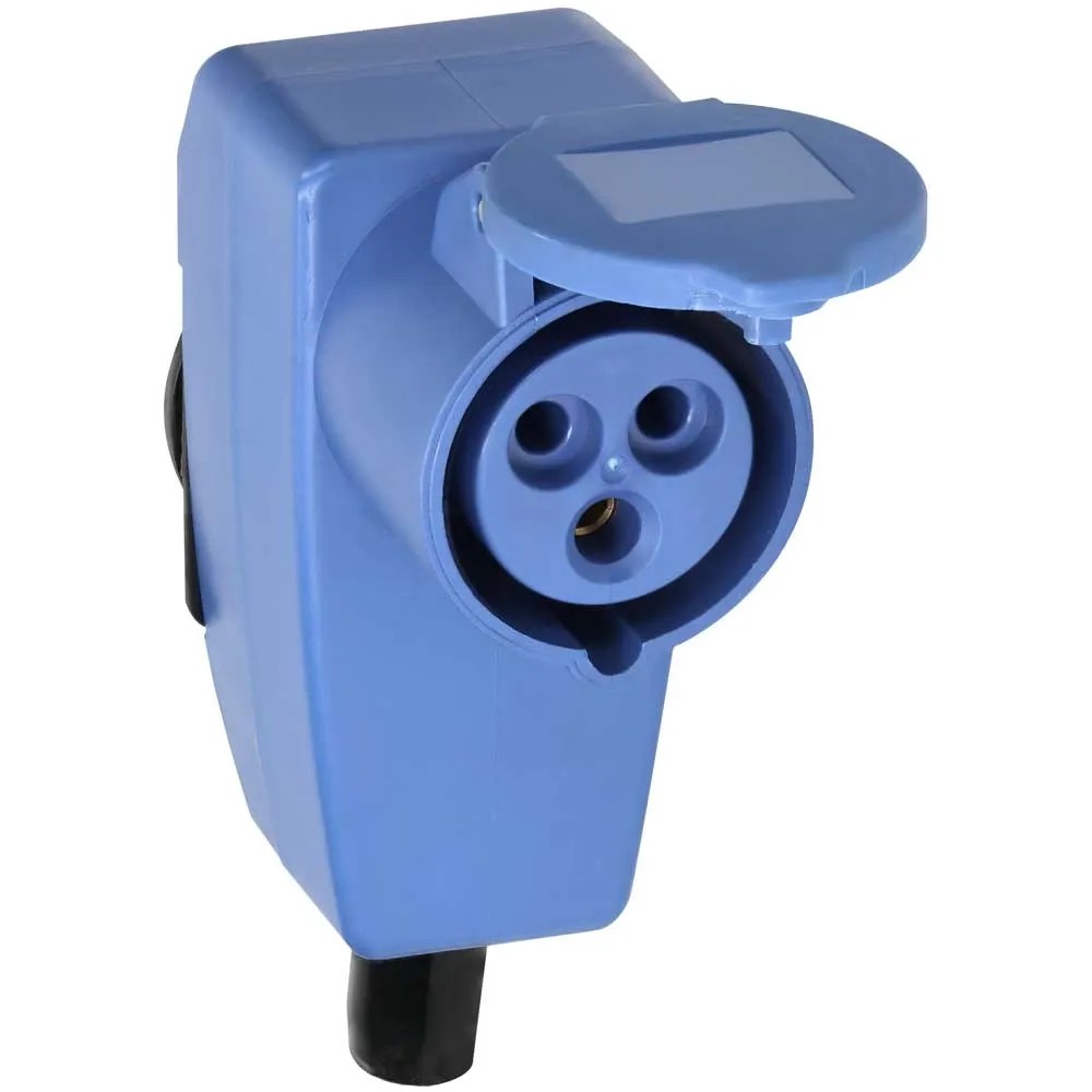 Connecteur d'angle CEE à 3 pôles Bleu 230 V / 16 A Prise T23 incl.