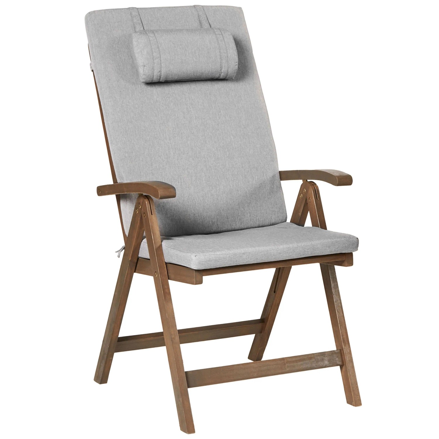 Beliani Set bistrot Amantea Premium 2 posti acacia cuscini grigio screziato