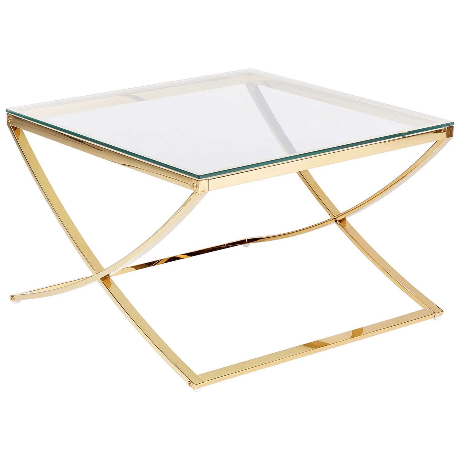 Beliani Couchtisch Ringgold Sicherheitsglas Gold 70 x 70 x 45 cm