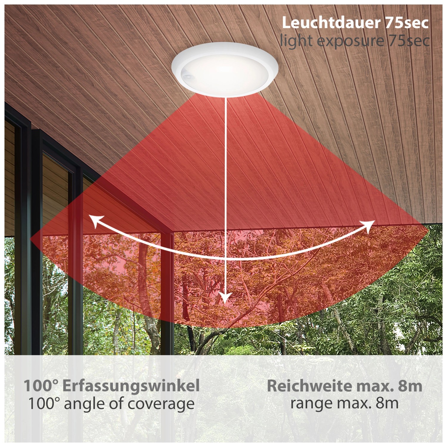 LED-Aussen-Wandleuchte mit Bewegungssensor IP44 Weiss 12 W / 1'250 lm ...