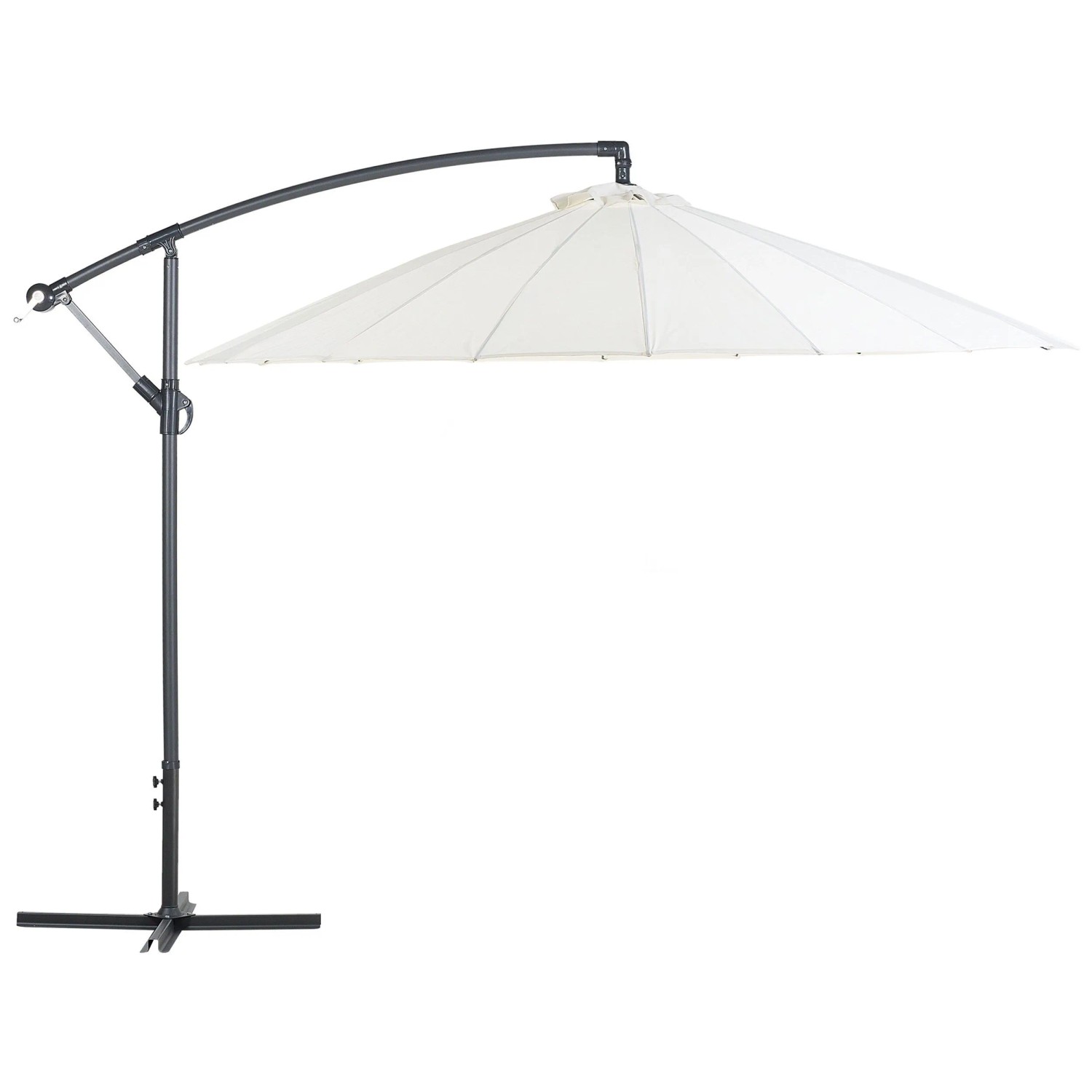Beliani Parasol à pied déporté Calabria II toile beige clair Ø 268 x 235 cm