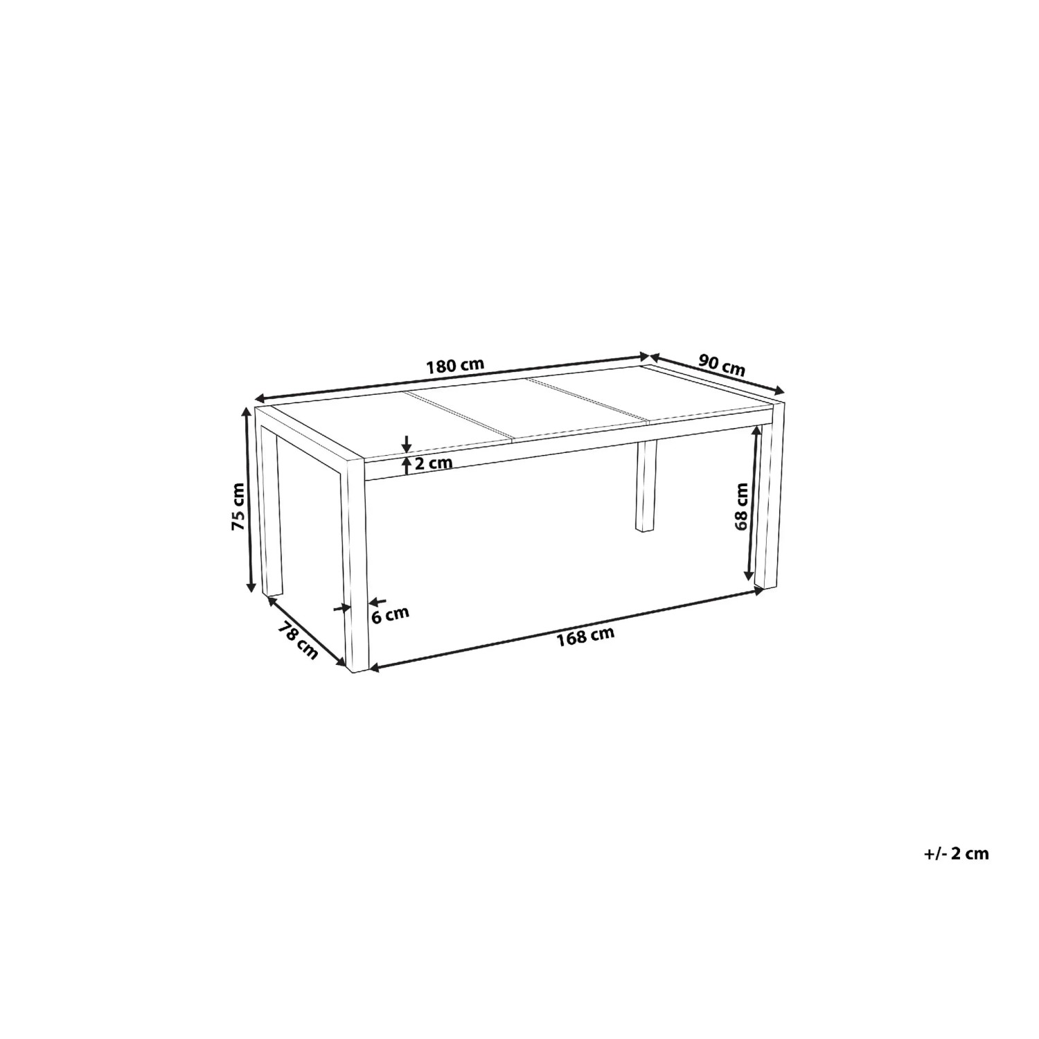 Beliani Gartentisch Cosoleto Sicherheitsglas Weiss 180 x 90 cm kaufen ...