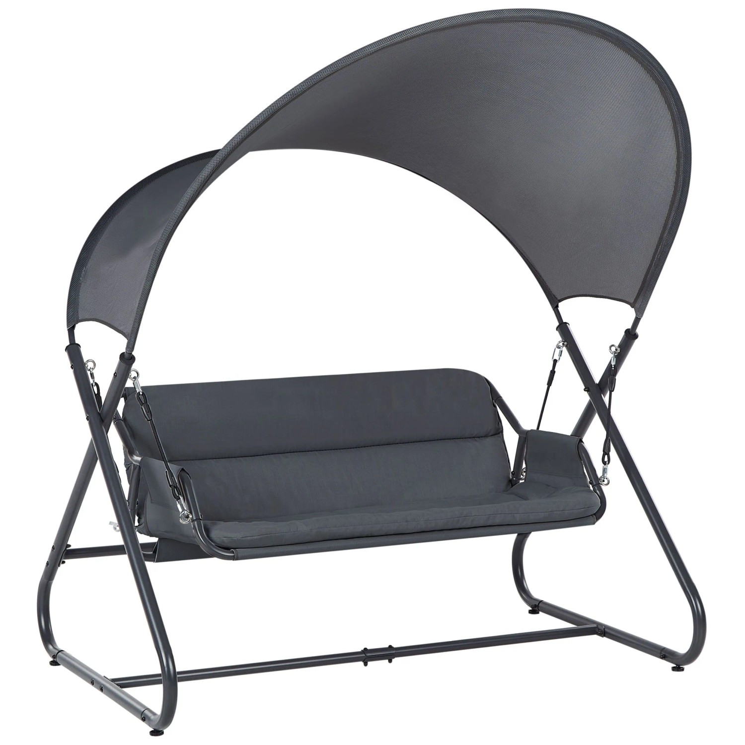 Beliani Dondolo da giardino Solagna in acciaio grigio scuro 187 x 168 x ...