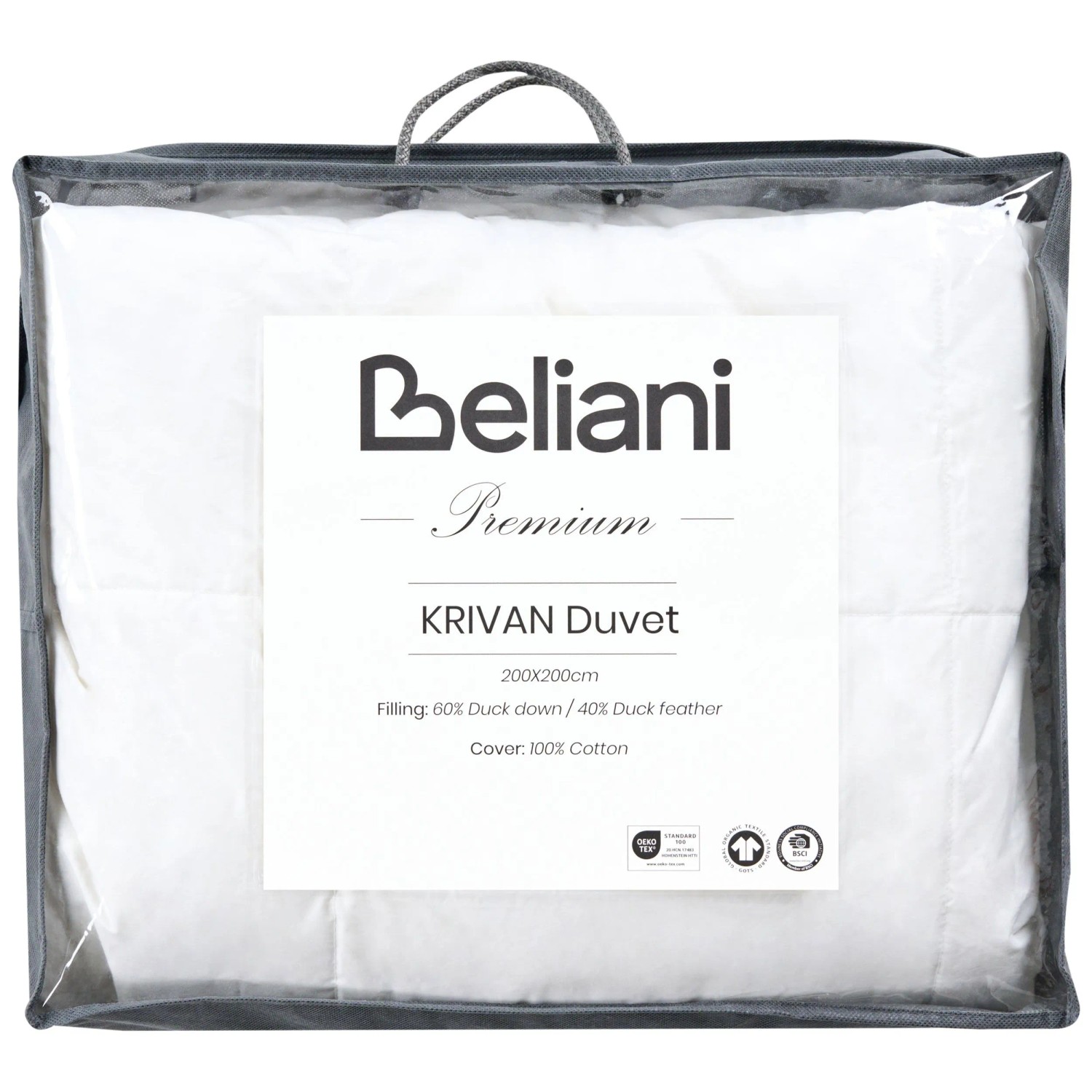 Beliani Bettdecke Krivan Entendaunen Weiss 200 x 200 cm
