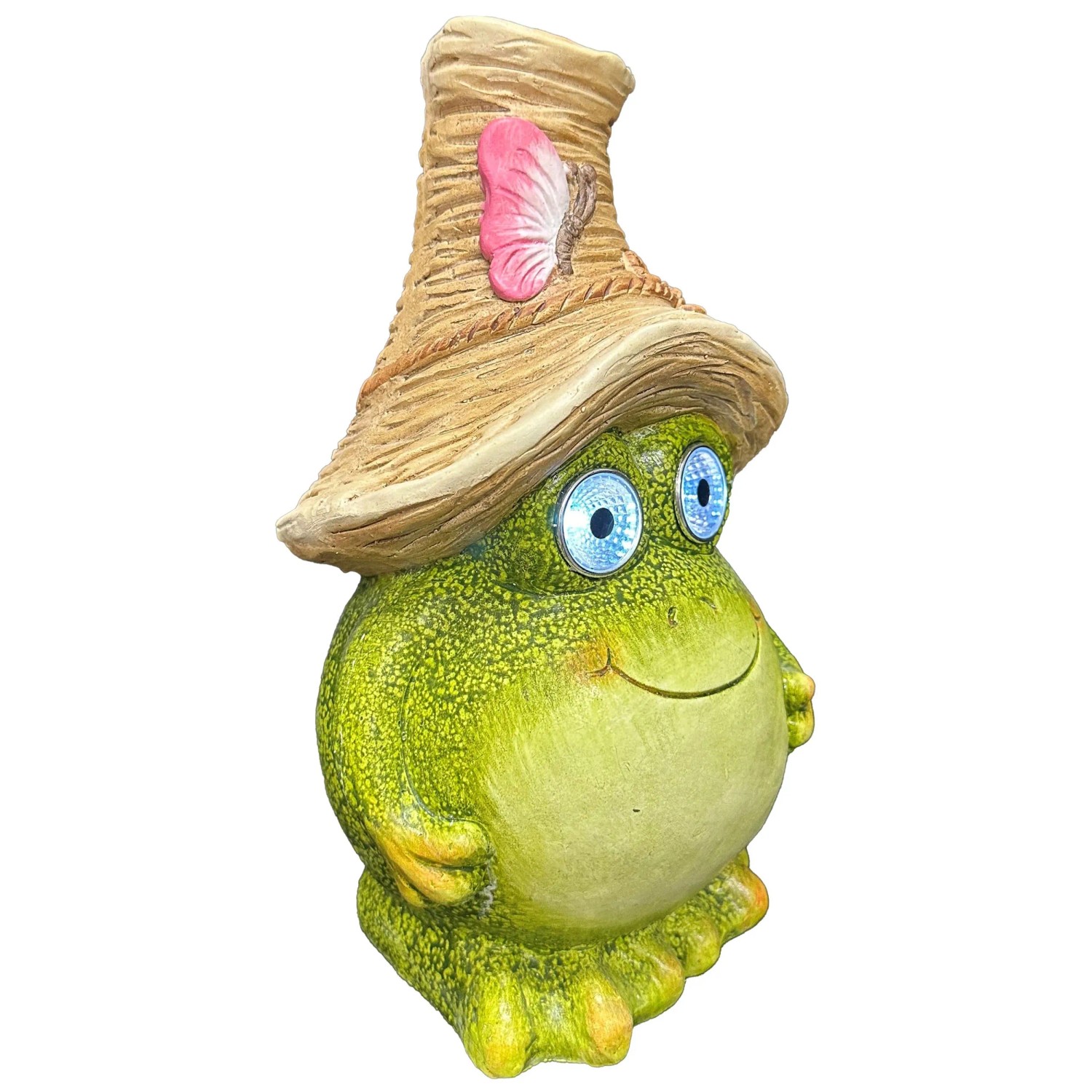 LED-Solar-Figur Frosch Grün mit Schmetterling Rot Höhe 33,5 cm