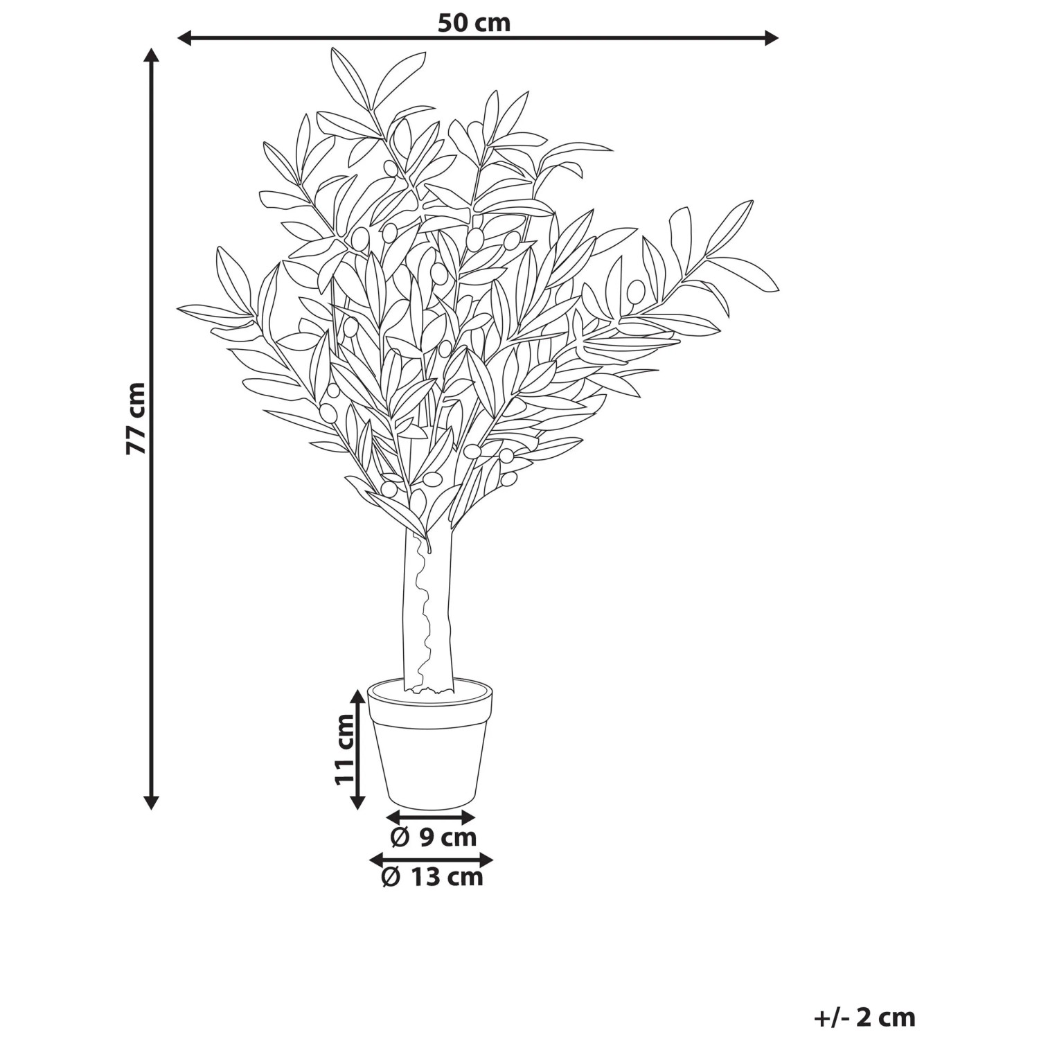 Beliani Kunstpflanze Olive Tree Höhe 77 cm