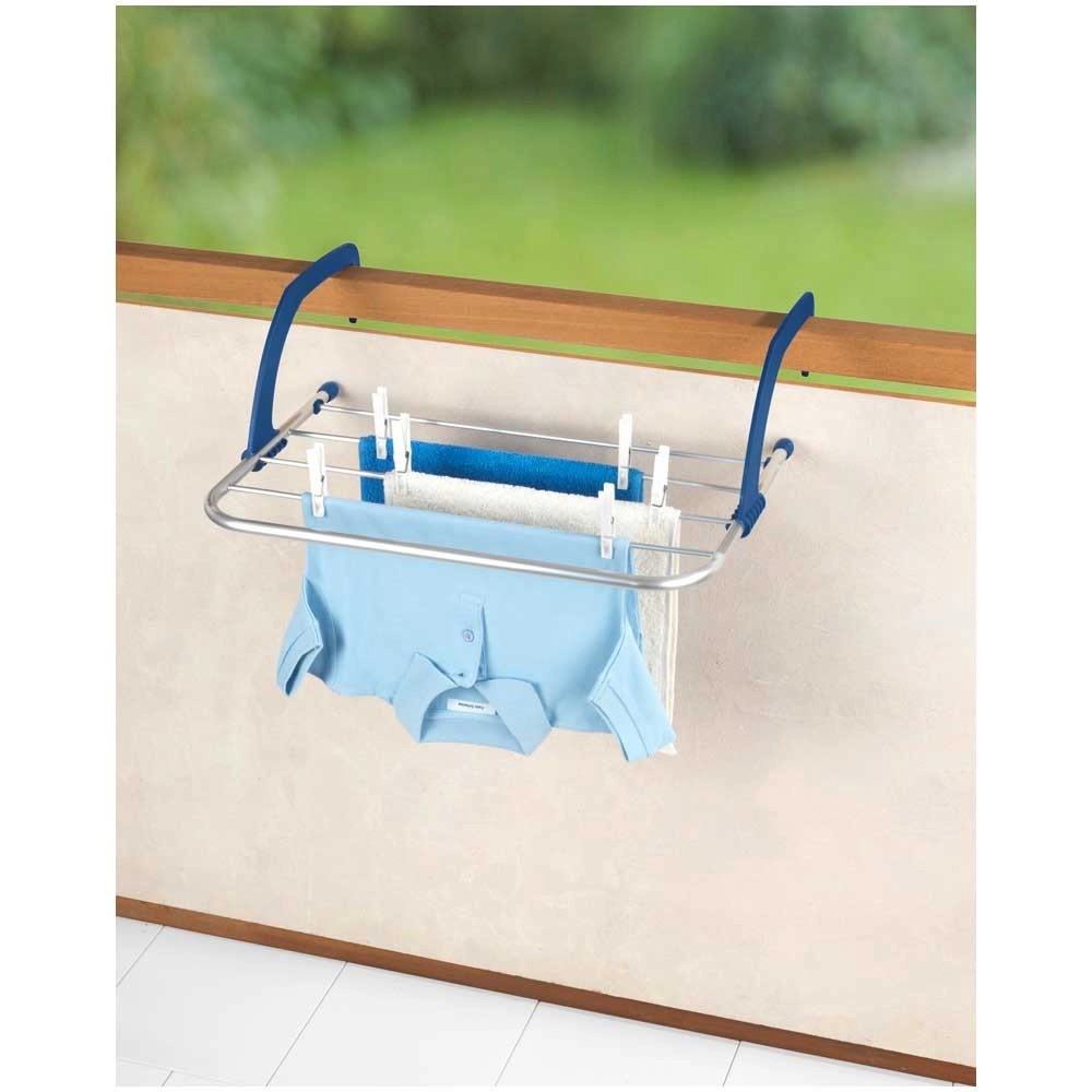 Wenko Balkonwäschetrockner Alu Blau zusammenklappbar 53,5 x 37 - 48 cm ...