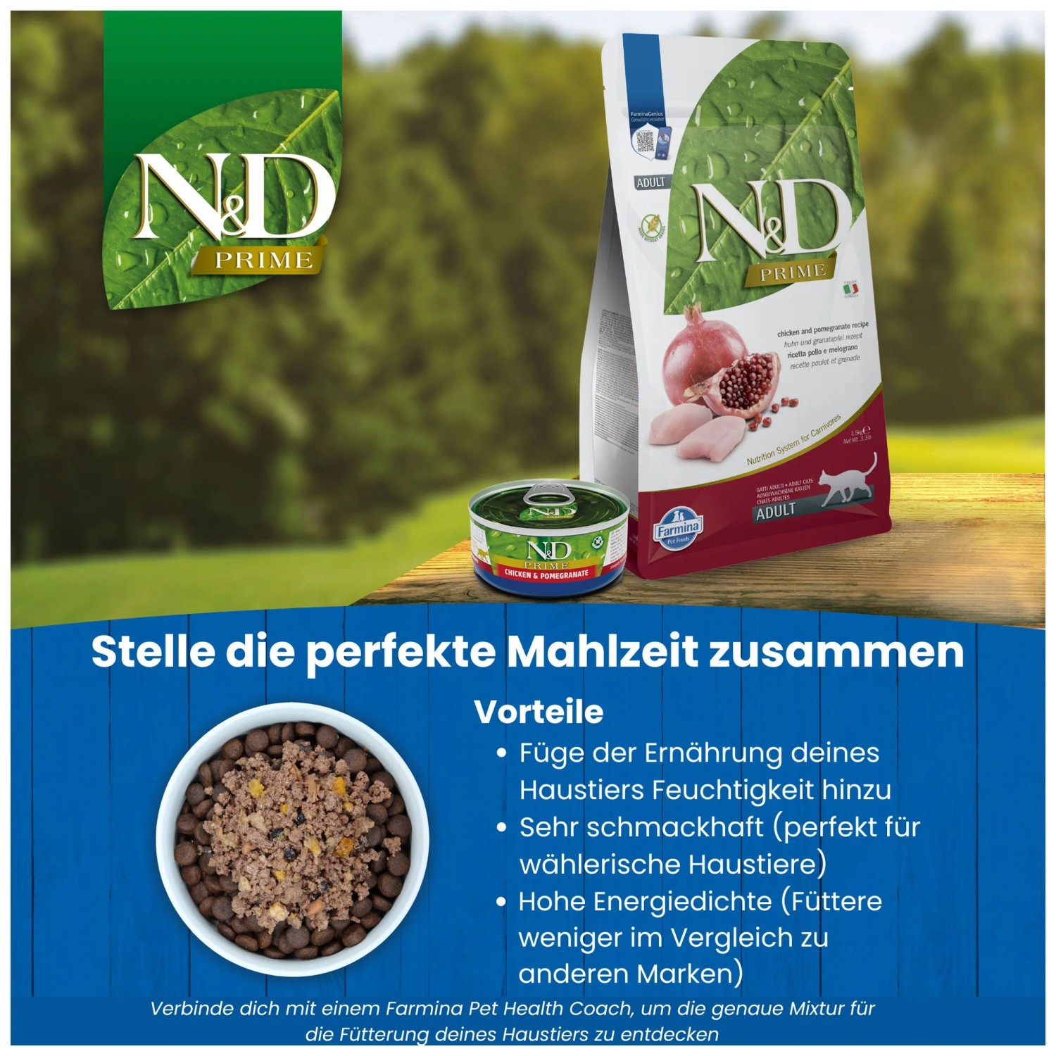 N&D Alimento secco per gatti Prime Chicken and Pomegranate Neutered 1,5 kg