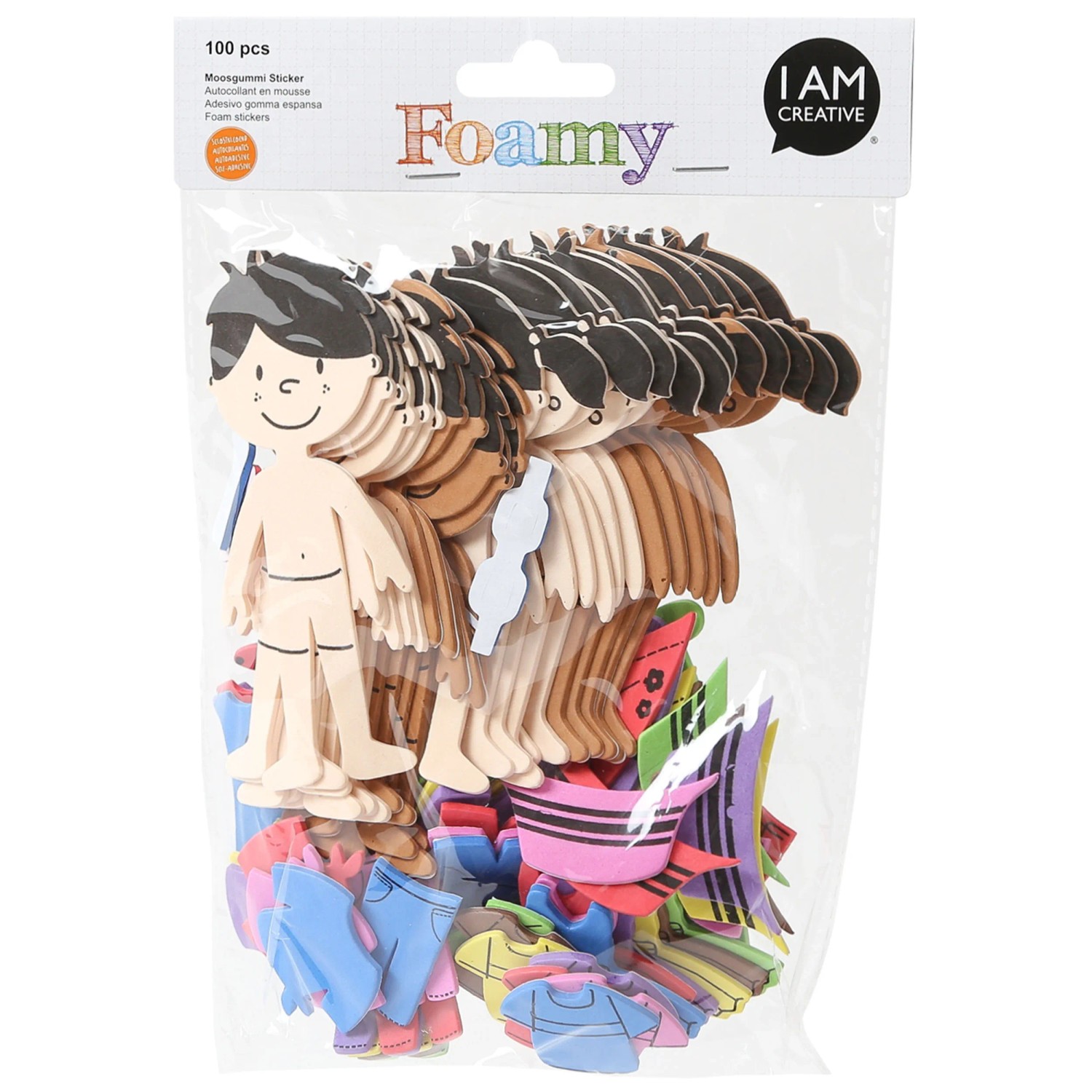 I am Creative Adesivi in gommaspugna Dress it up espanso Colorato 100 pz.