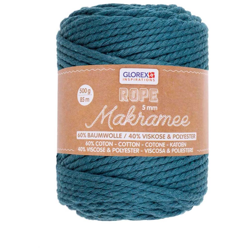 Corde de macramé Rope torsadée Turquoise Epaisseur 5 mm / 500 g