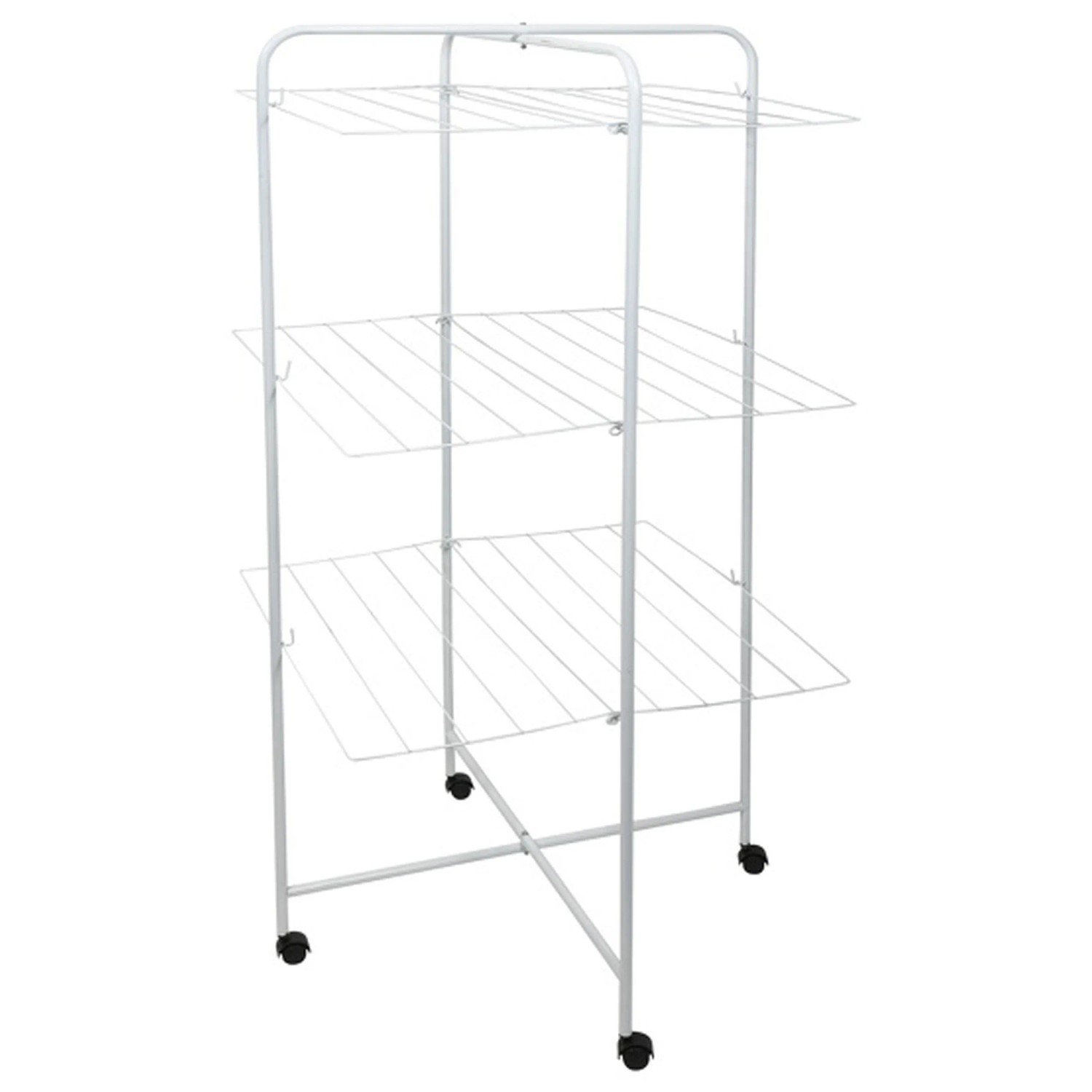 MSV Turm-Wäscheständer Stahl Weiss mit Rollen (HxBxT) 135 x 63 x 63 cm