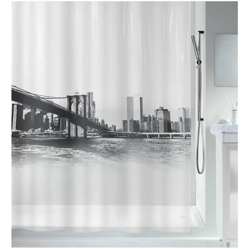 Spirella Duschvorhang New Brook Schwarz 180 x 200 cm