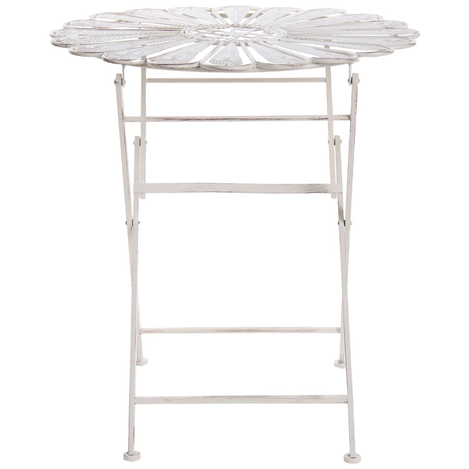 Beliani Table de bistrot d'extérieur Pavia en fer blanc crème Ø 71 x 76 cm
