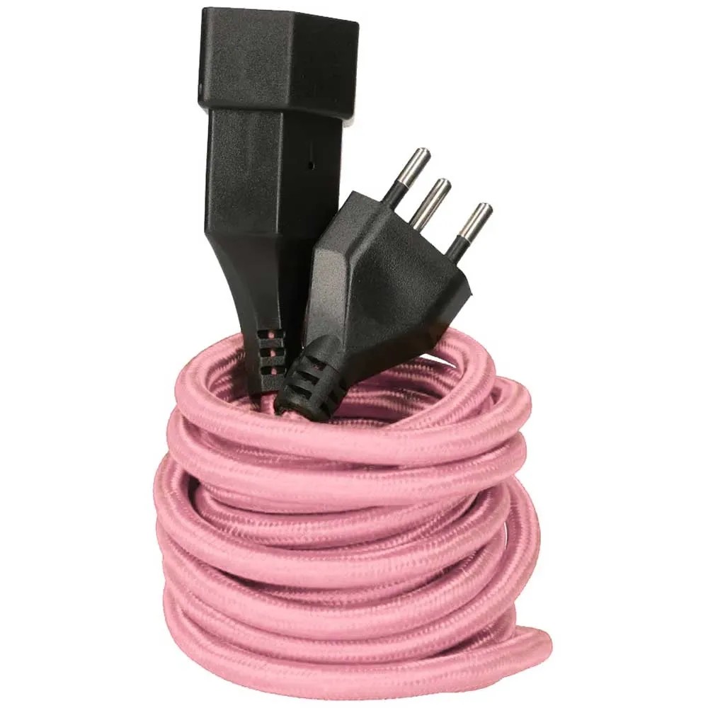 Rallonge textile H05VV-F3G1.0 / T12 / T13 Rose longueur 3 m
