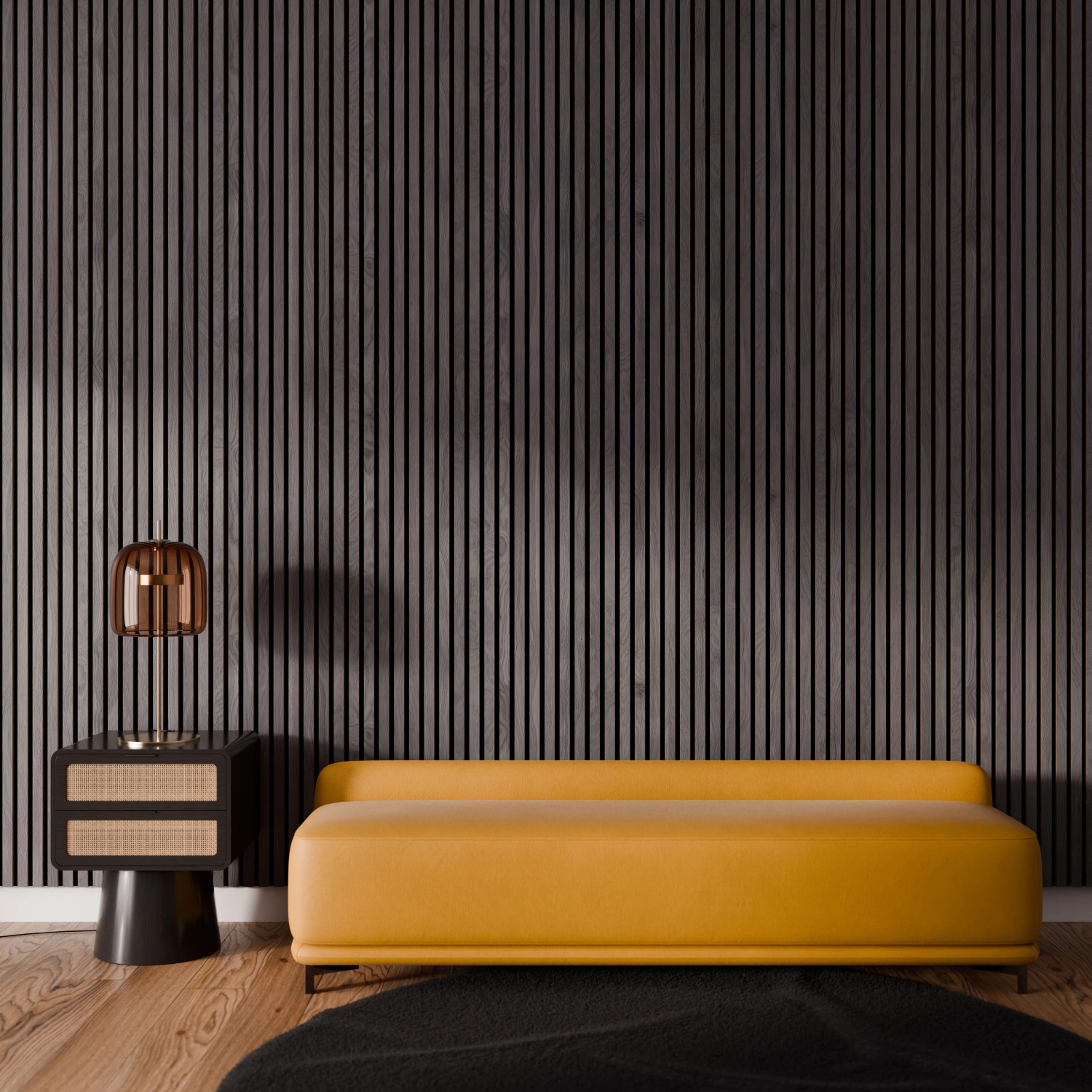 Akustikpaneel Wandverkleidung Eiche Grau auf Akustikfilz Schwarz kaufen ...