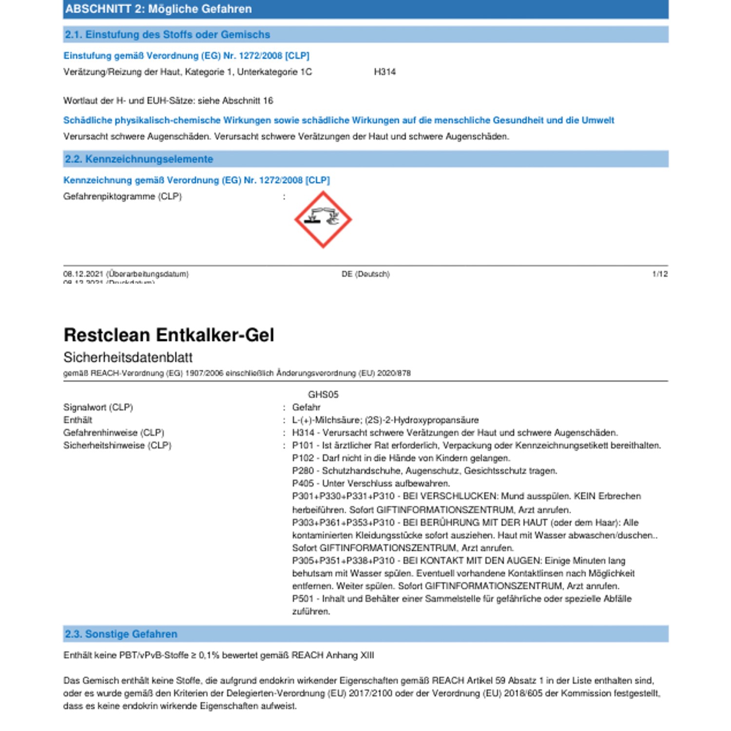 RestClean Entkalker-Gel 750 ml kaufen bei OBI