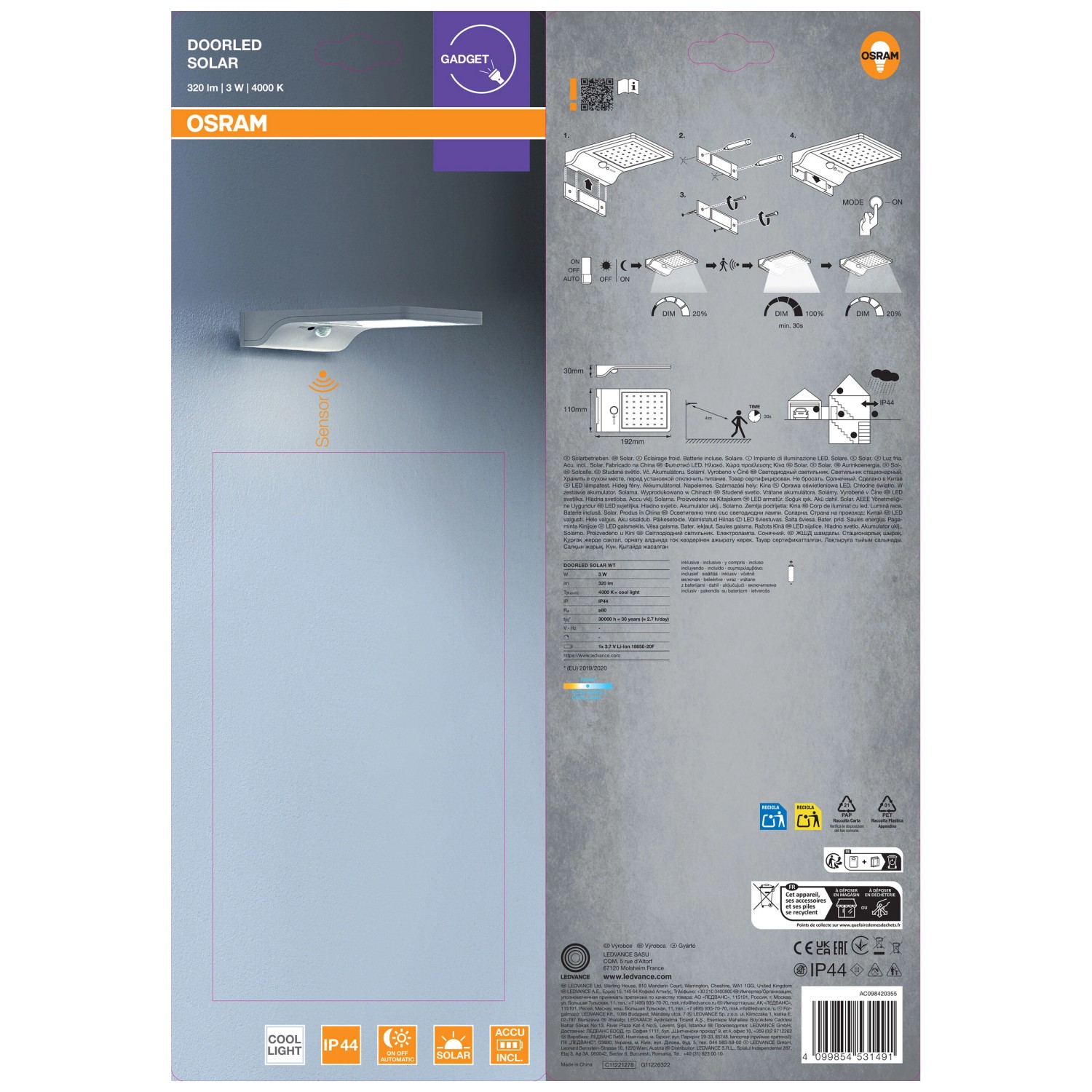 Osram LED-Aussenleuchte Door Solar Kunststoff Weiss kaufen bei OBI