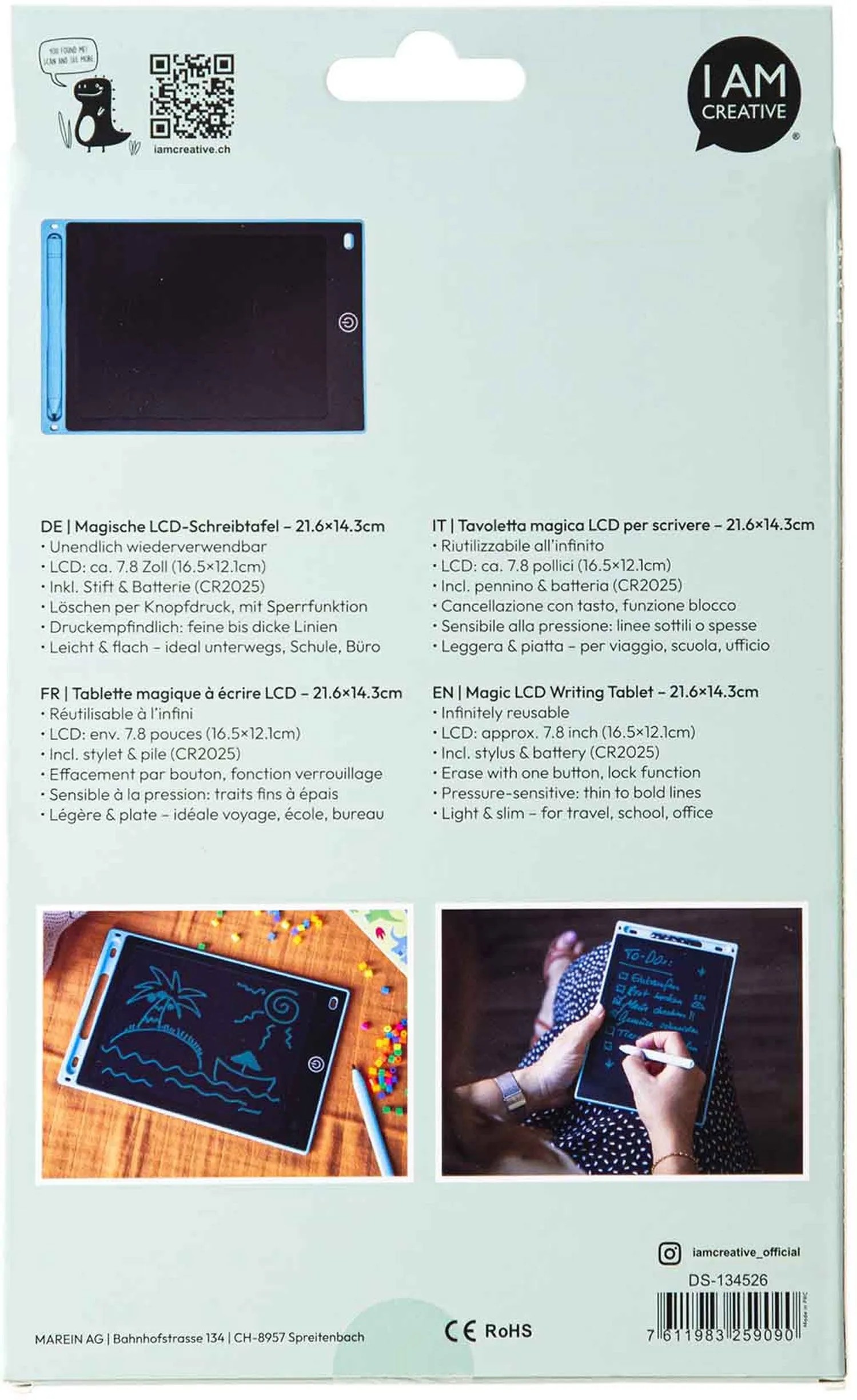 I Am Creative Lavagna magica LCD Kids plastica Nero Blu