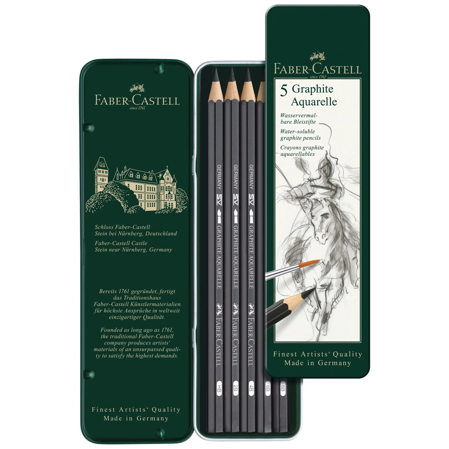 Faber-Castell Bleistifte wasservermalbar Graphite Aquarelle 5er-Set ...