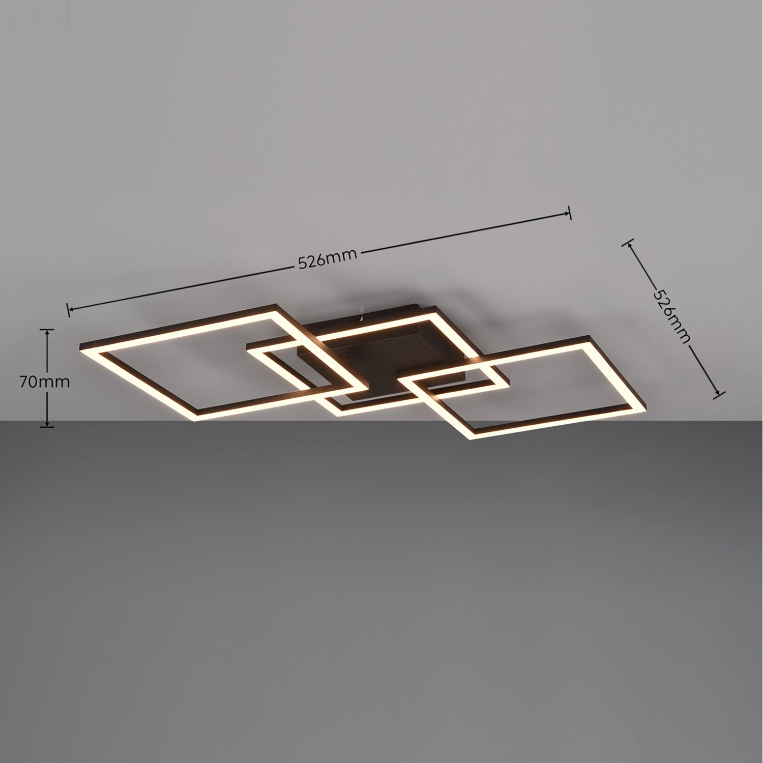 Reality LED-Deckenleuchte Trail 1-flammig Schwarz Matt 52,6 x 52,6 cm ...