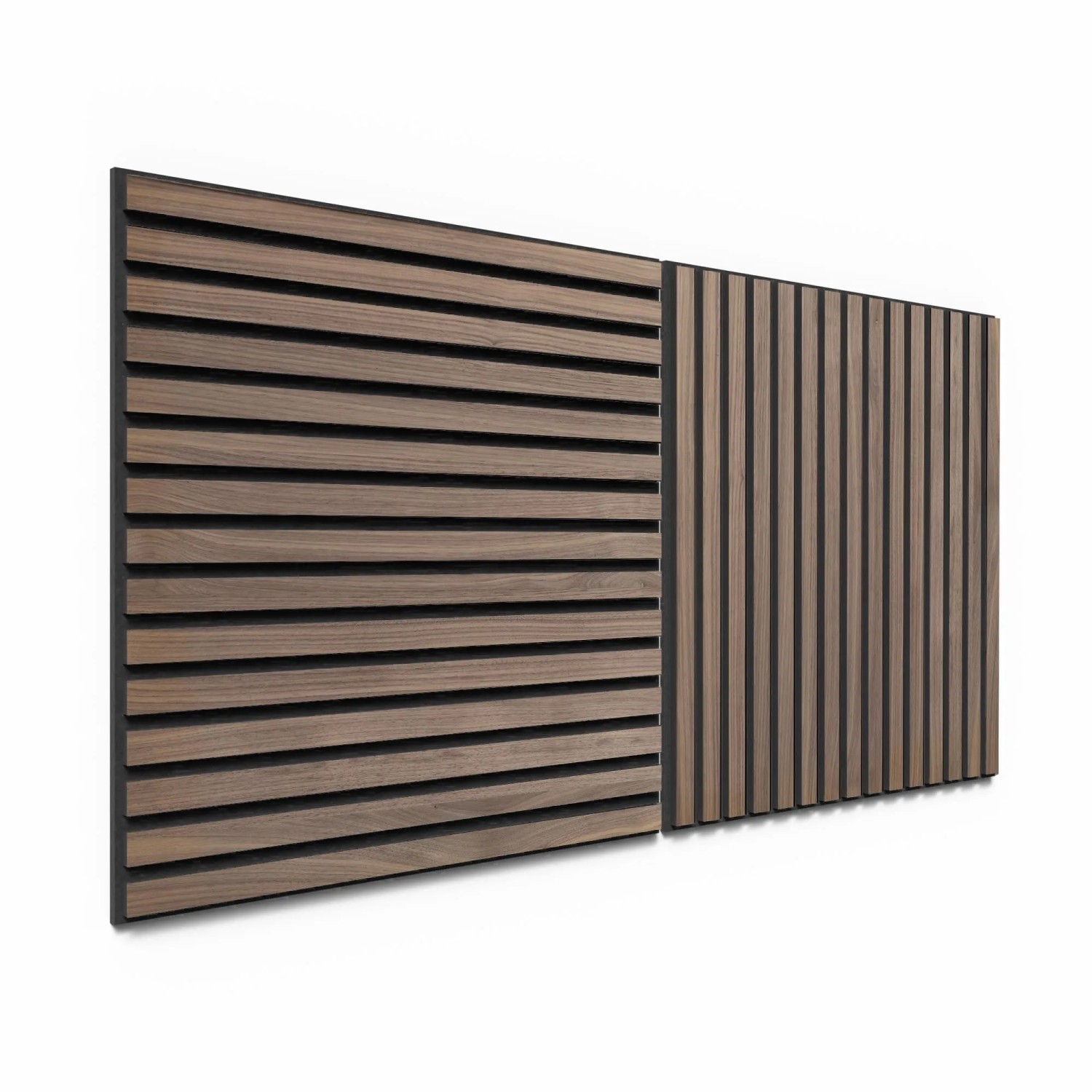 Denpanels Akustikpaneel Walnuss Natur MDF Schwarz 60 x 60 cm / 2 Stk.