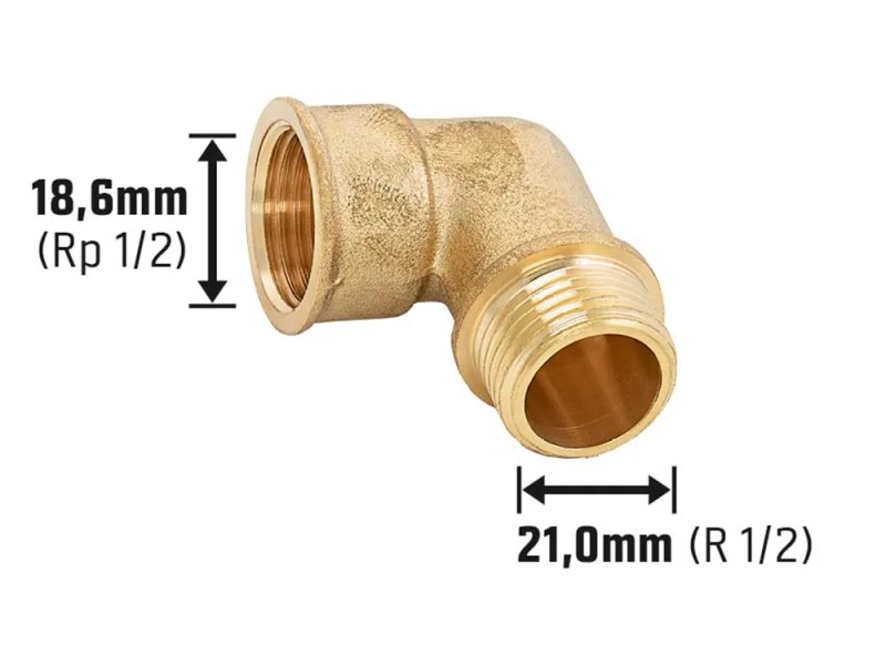 Gewinde-Winkel 18,6 mm (Rp 1/2) x 21 mm (R 1/2) Messing kaufen bei OBI
