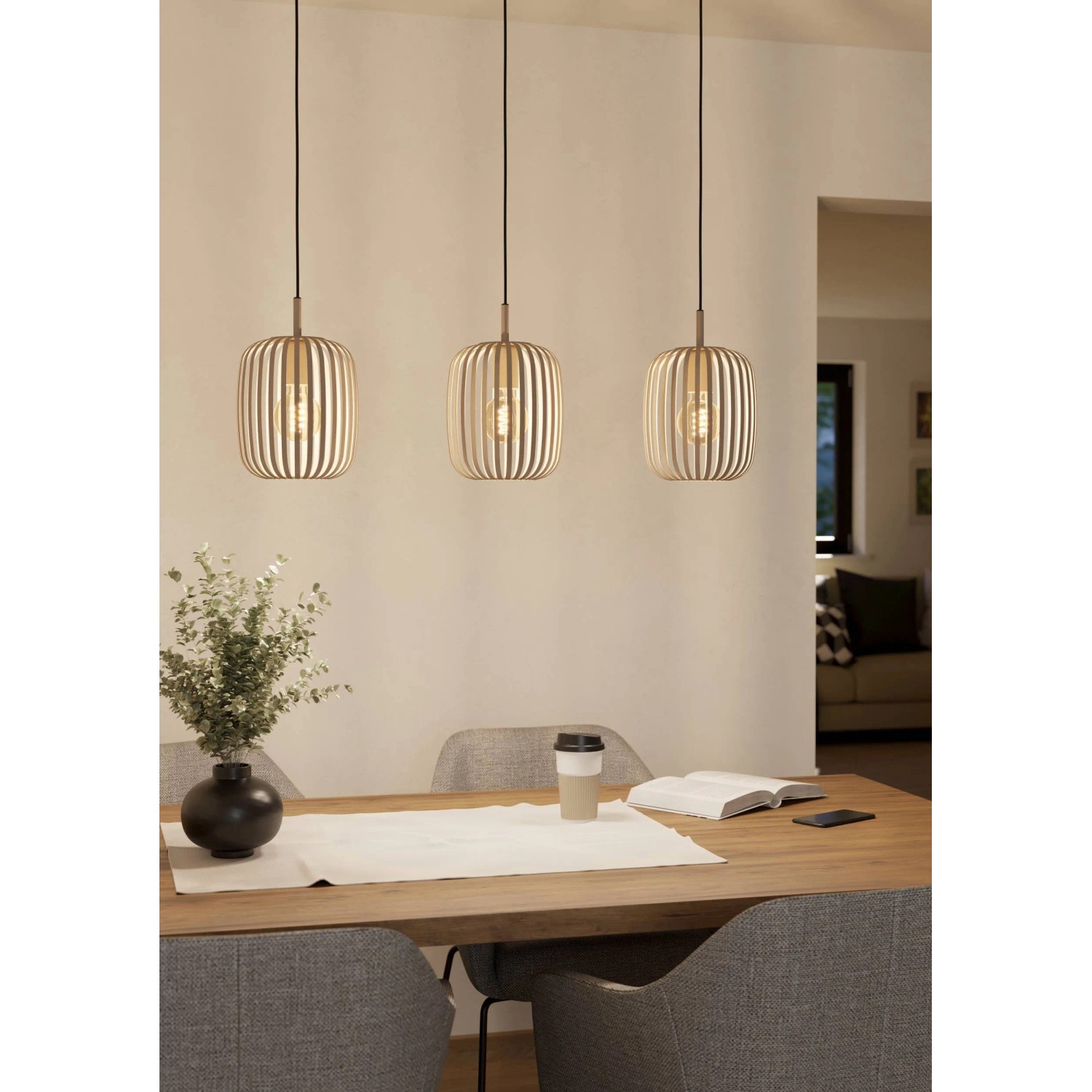 Eglo Pendelleuchte Romazzina E27 Stahl Sandfarben 3 x 40 W
