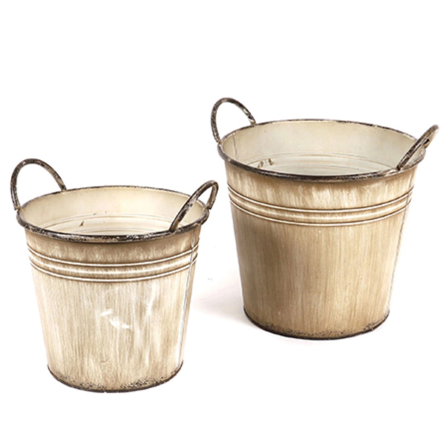 DecoFinder Eimer Mykonos Zink Beige 22 x 25 cm kaufen bei OBI