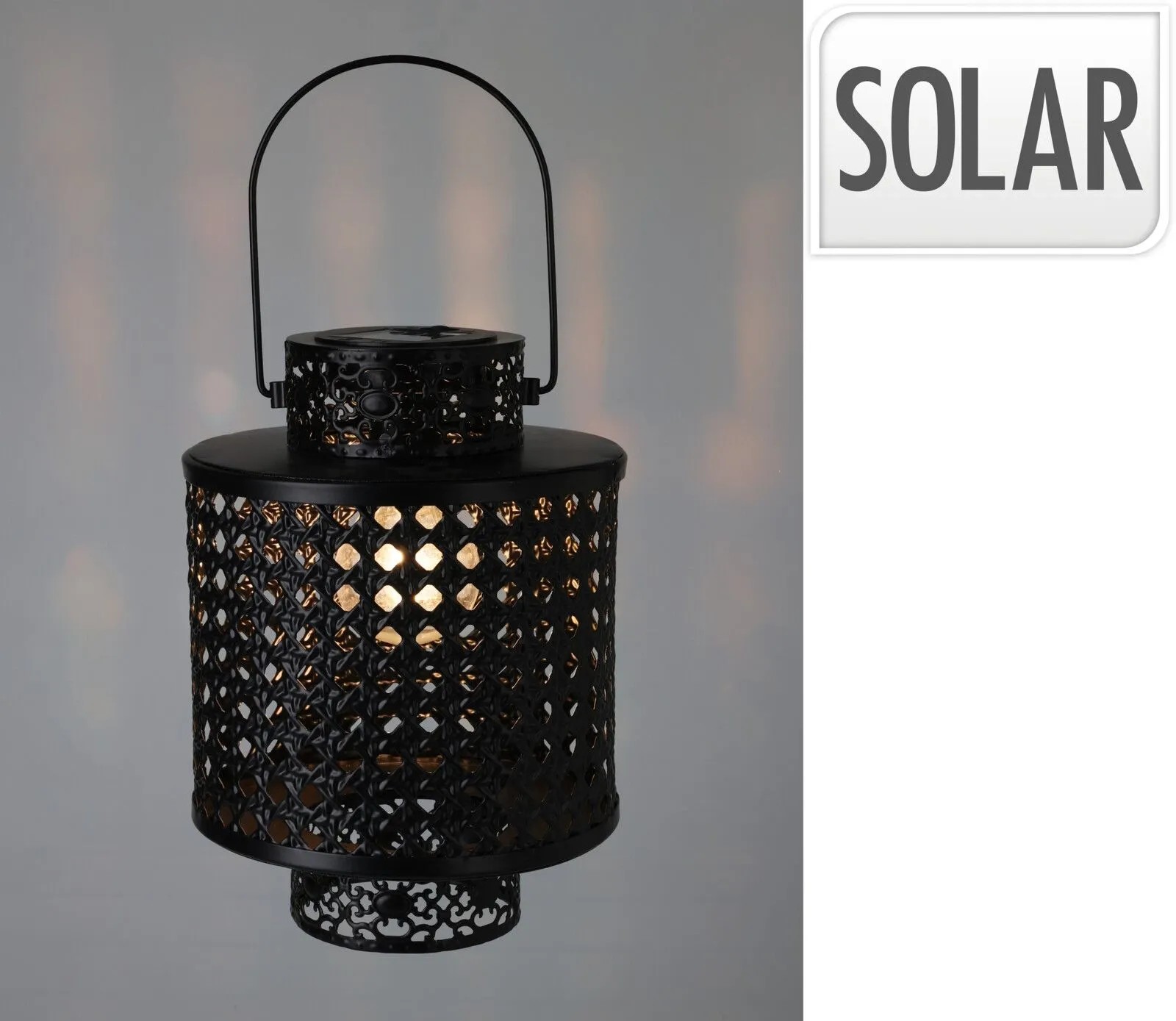 Lanterne solaire métal Noir Ø 17 x 22 cm