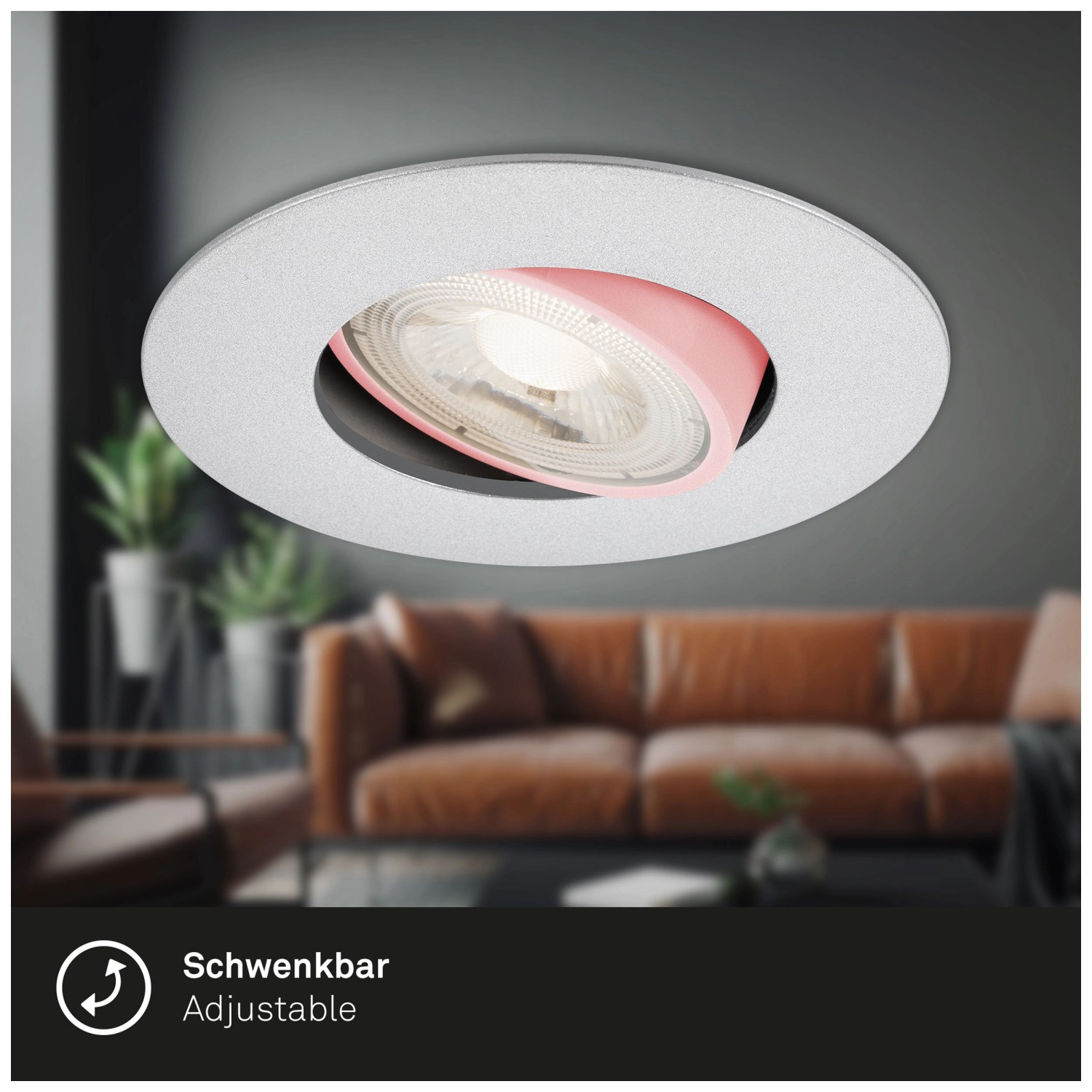 LED-Einbauleuchten dimmbar schwenkbar Chrom-Matt IP65 / 4,9 W / 480 lm ...