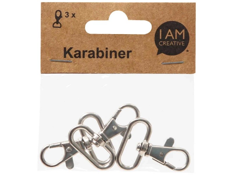 Karabiner mit Drehgelenk Metall 42 x 30 mm / 3 Stk.