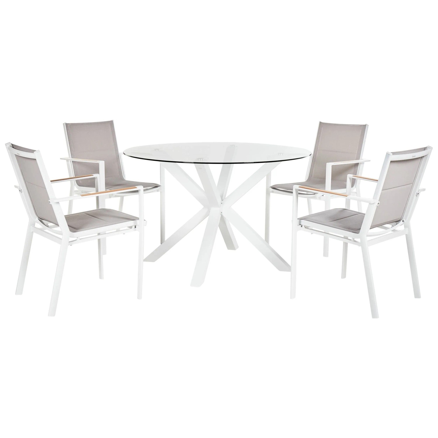 Beliani Gartenmöbel-Set Maletto/Busseto 4-Sitzer Glas Grau-Weiss