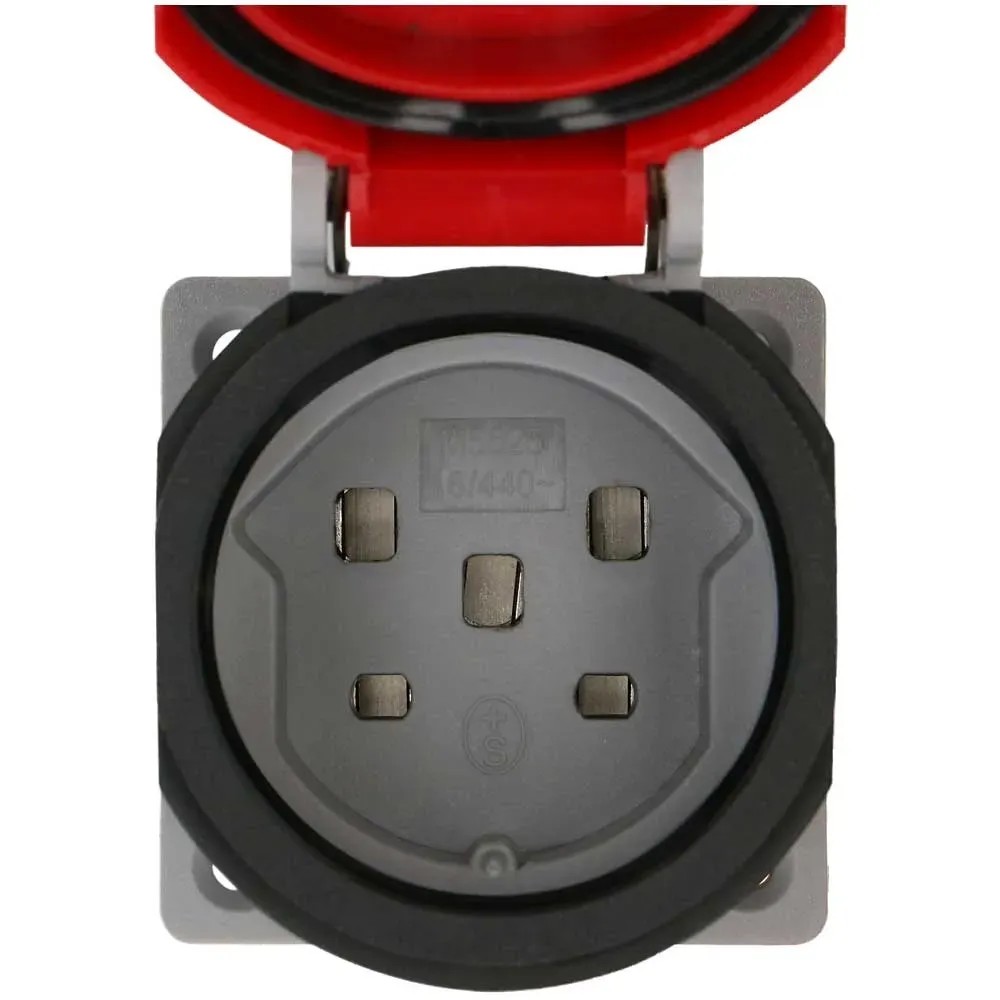 Einbausteckdose Typ25 3L+N+PE IP55 Lichtgrau-Rot kaufen bei OBI