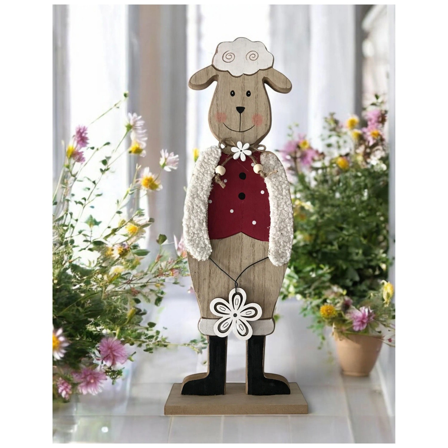 Deko-Schaf stehend aus Holz FSC© Rot-Weiss Höhe 39 cm