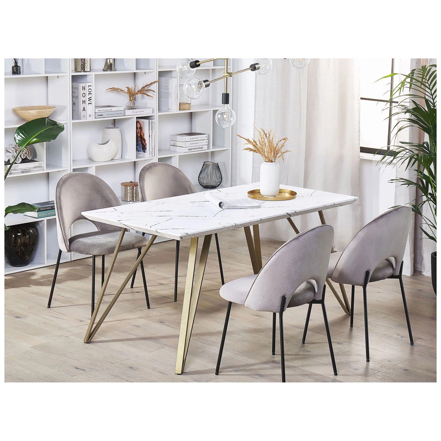 Beliani Esstisch Molden MDF Weiss Gold (HxBxT) 75 x 150 x 80 cm kaufen ...