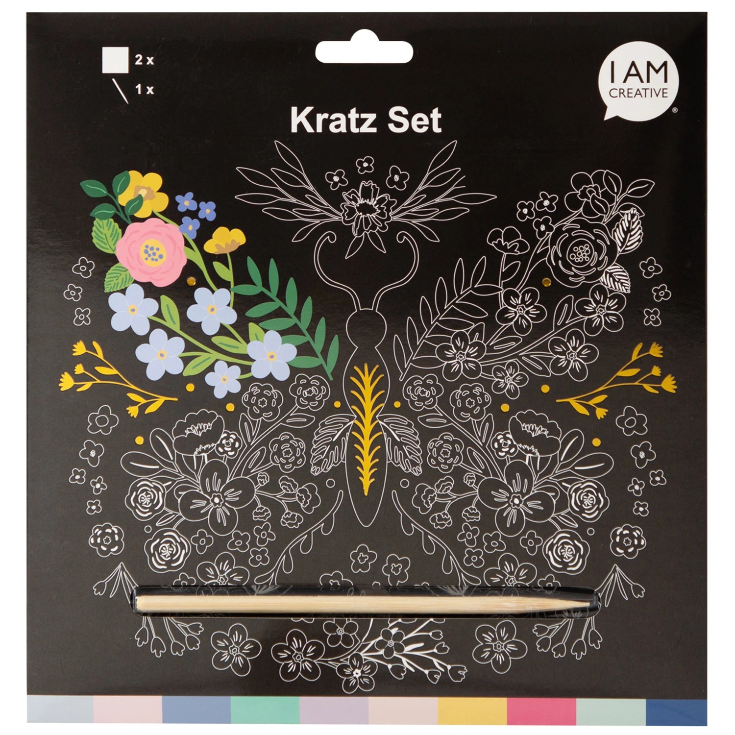I Am Creative Kratz-Set Schmetterlinge mit Rubbelbögen inkl. Kratzwerkzeug