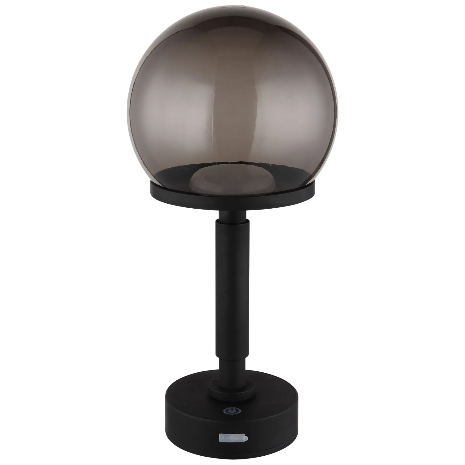 Globo Akku-Tischleuchte Haku LED Mattschwarz-Rauchfarben 2,5 W
