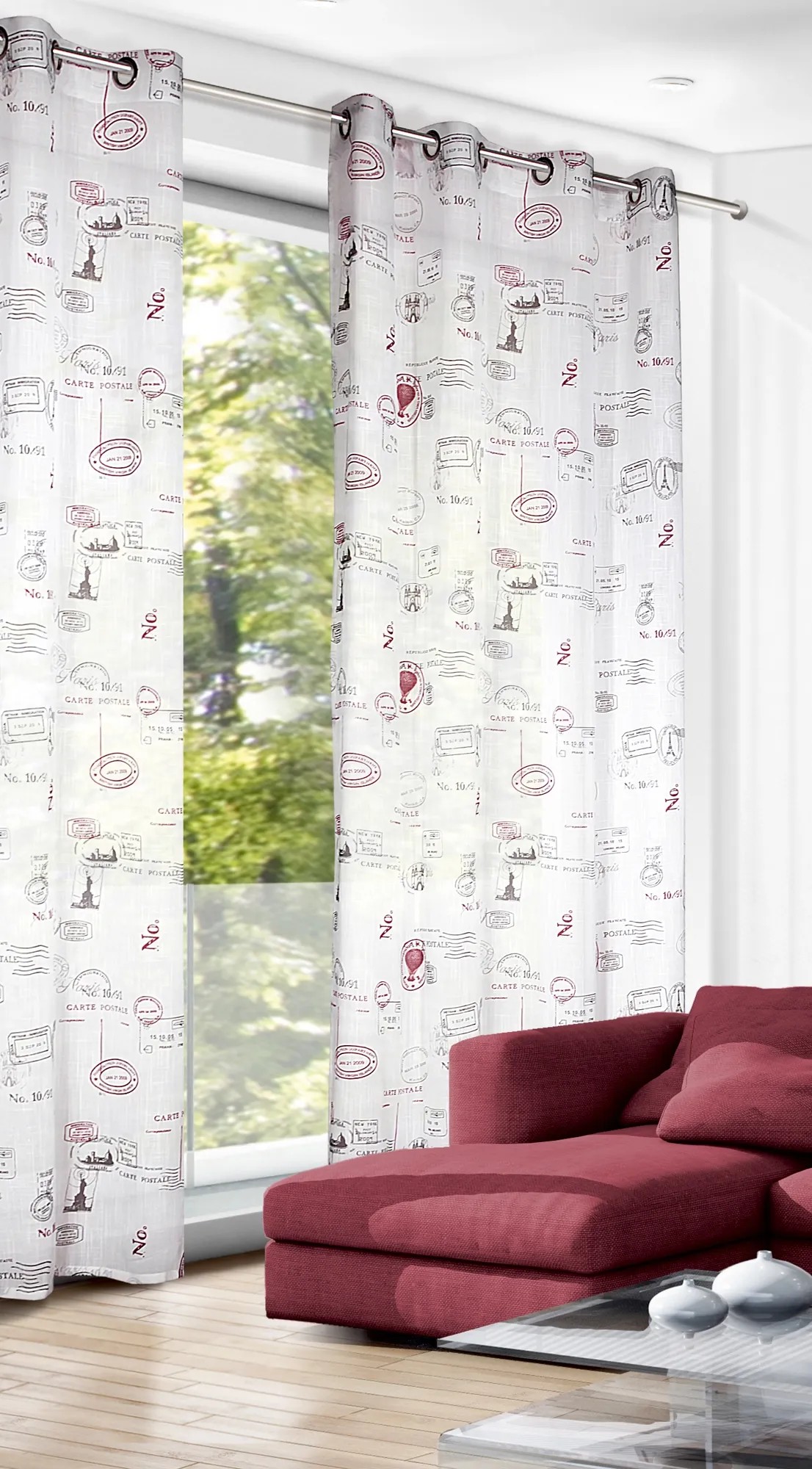 Ösenschal Stempel Weiß-rot-stein 245 x 135 cm kaufen bei OBI