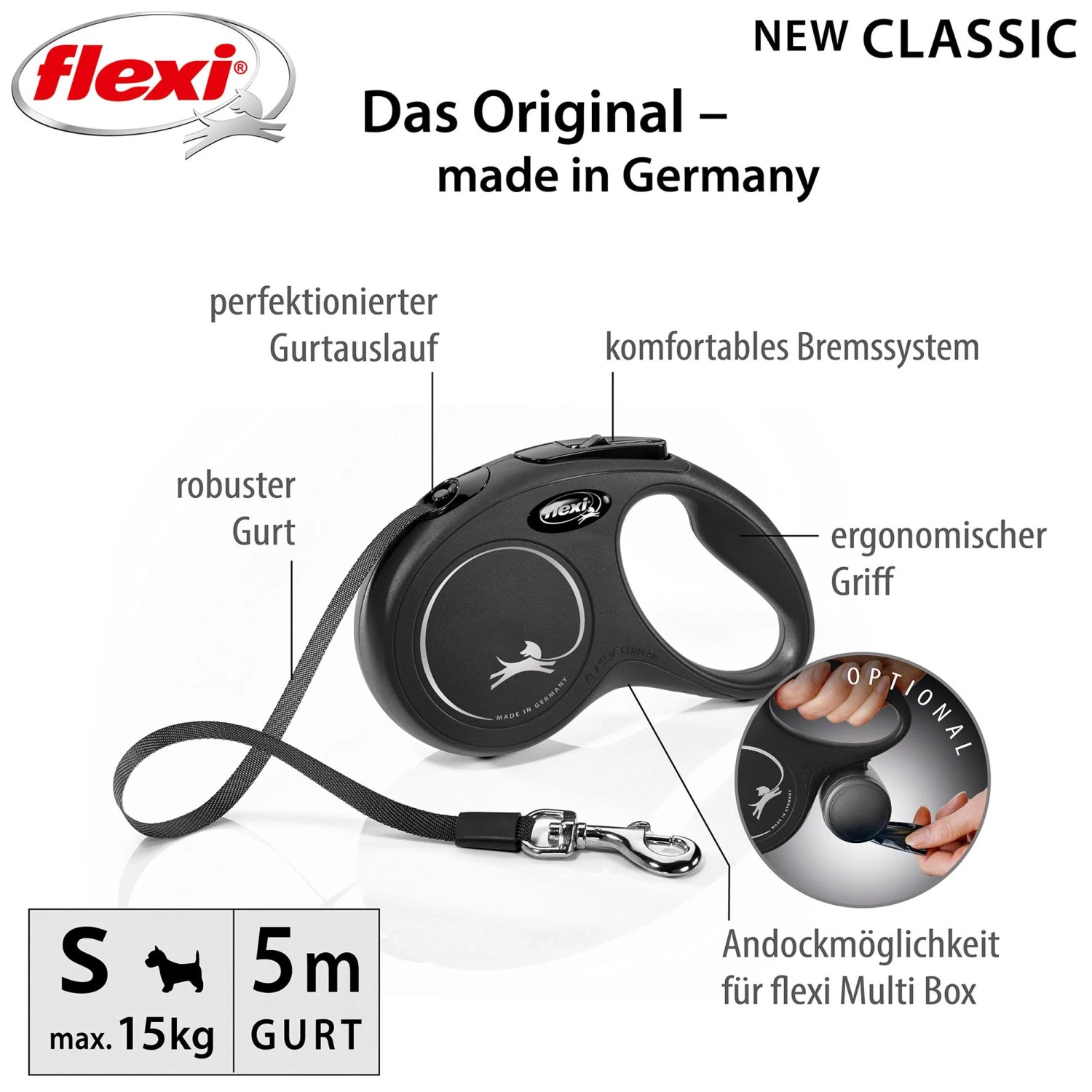 Flexi Roll-Leine New Classic Schwarz Gr. S / 5 m kaufen bei OBI