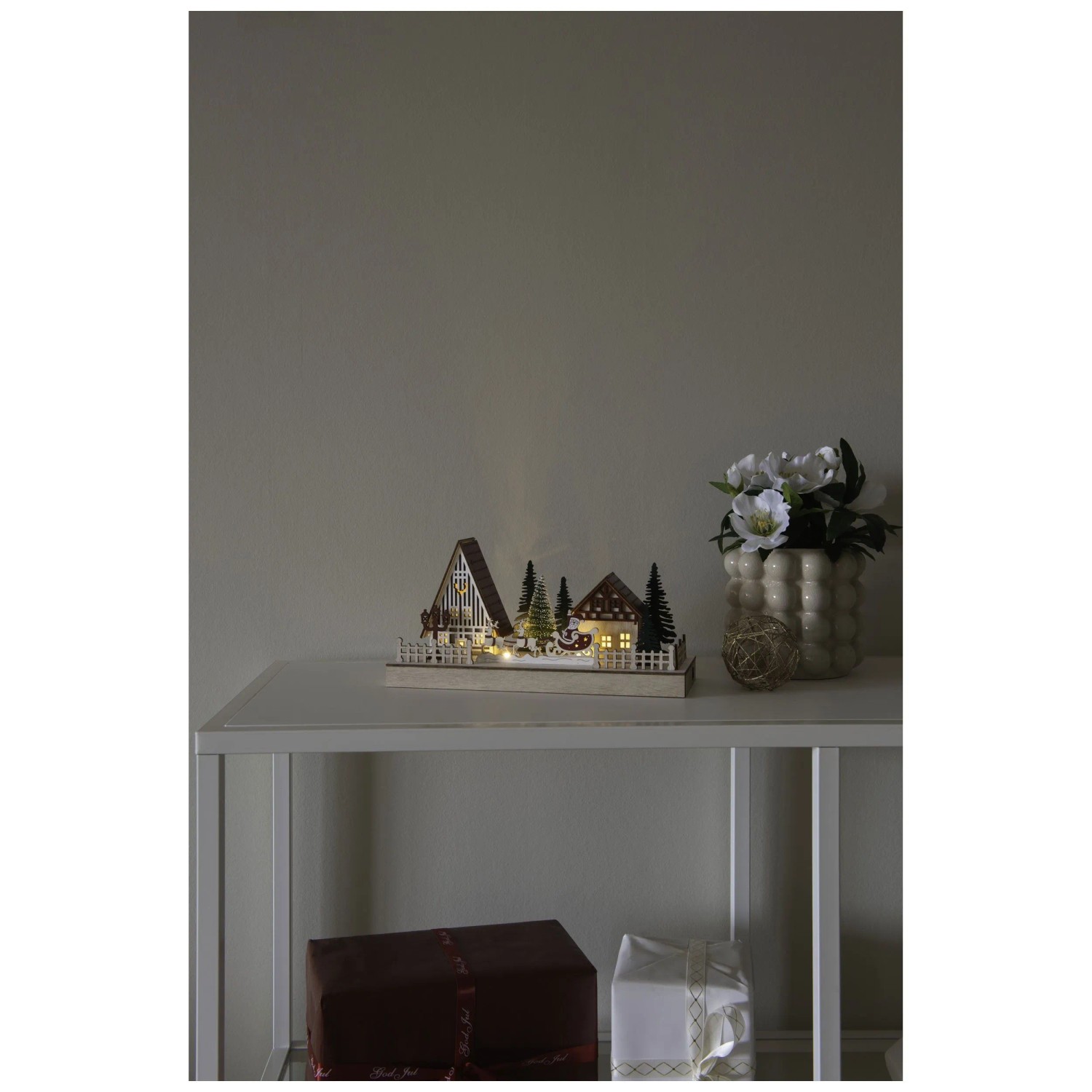 Konstsmide Silhouette en bois LED village de Noël Blanc chaud 13,6 x 28 ...