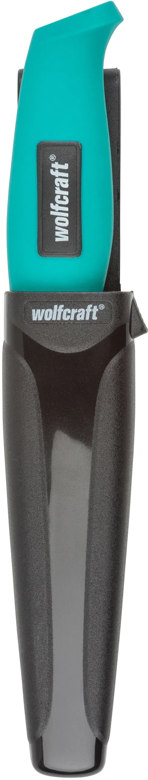 Wolfcraft Outdoormesser mit gezahnter Klinge und Köcher