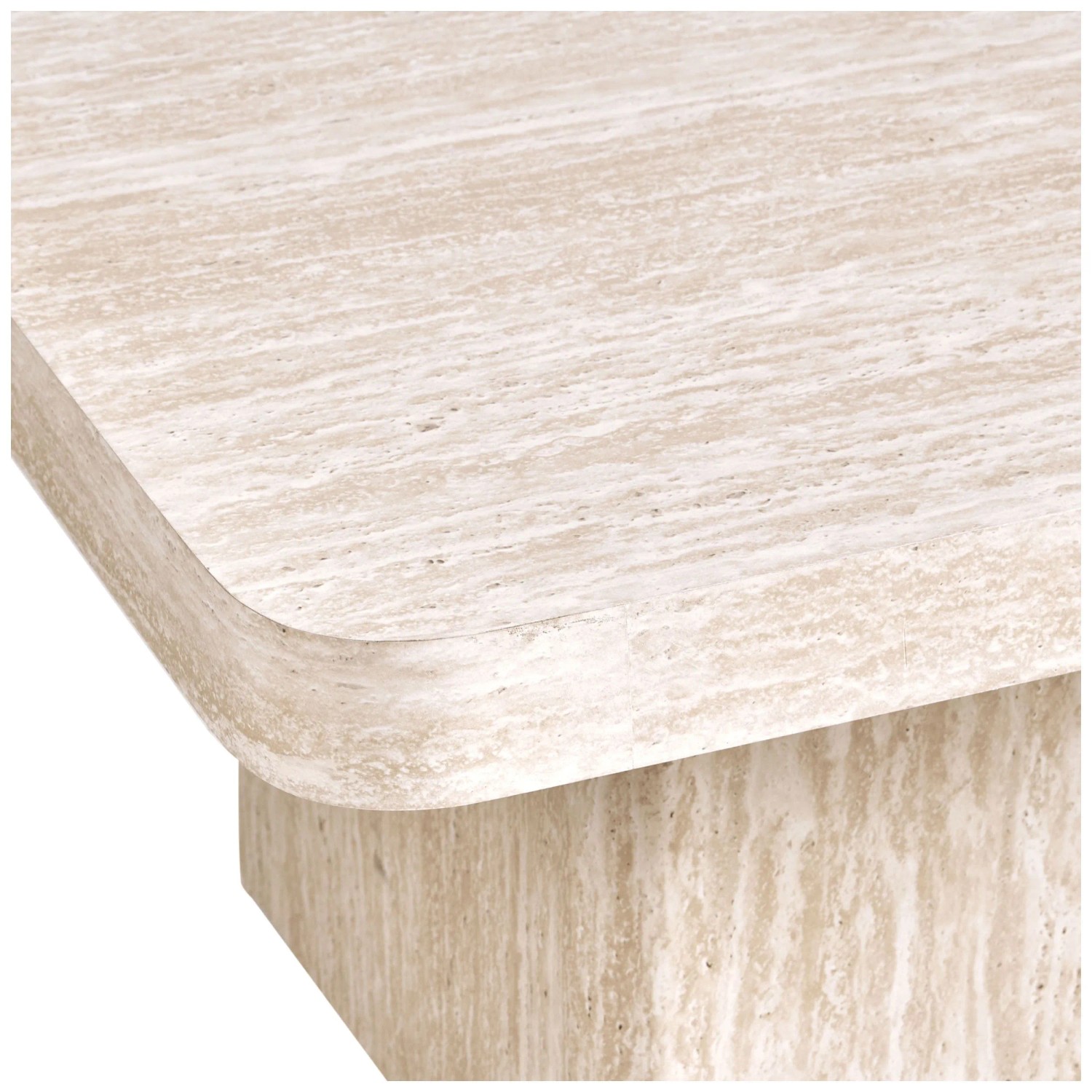 Beliani Tavolino Duson in MDF effetto travertino beige 44 x 80 x 80 cm