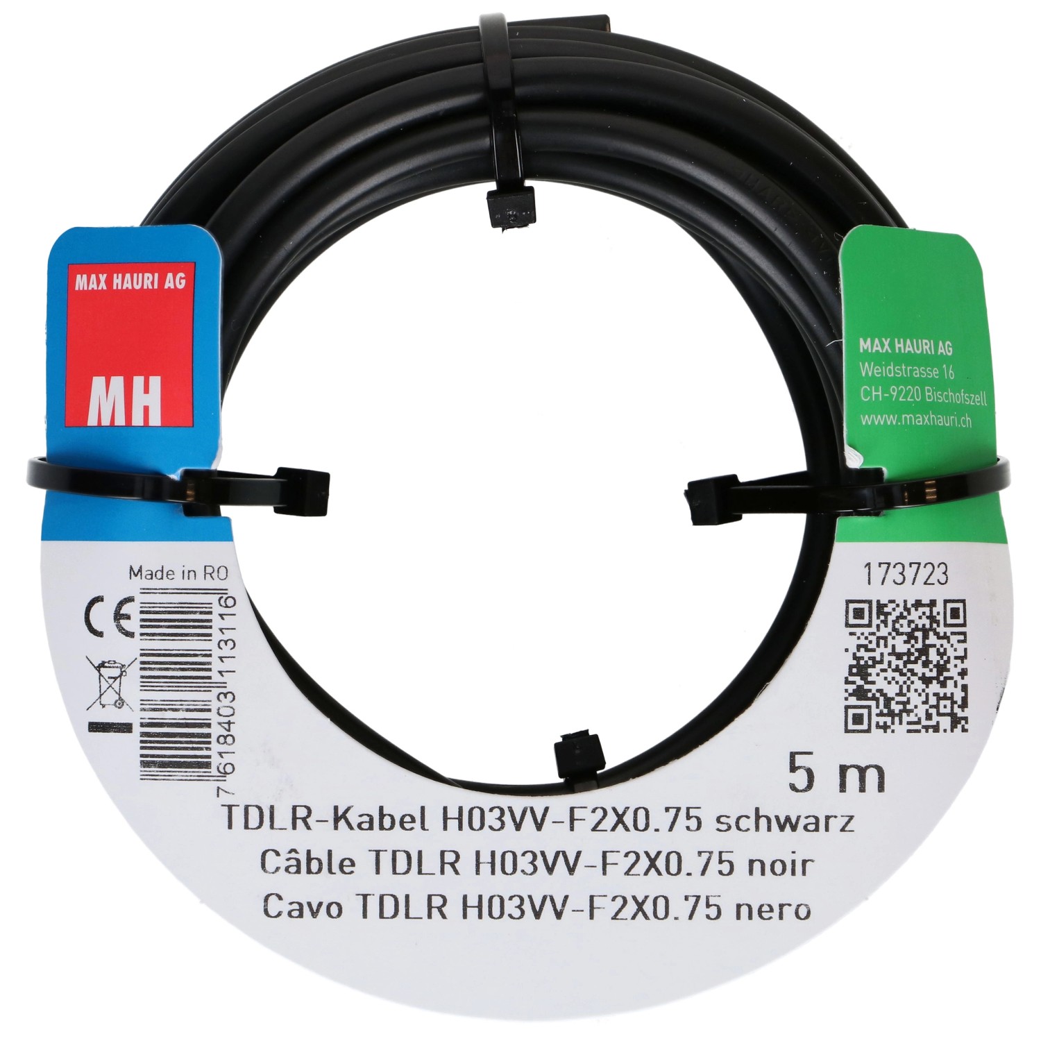 TDLR-Kabel H03VV-F Schwarz 2 x 0,75 mm² Länge 5 m kaufen bei OBI