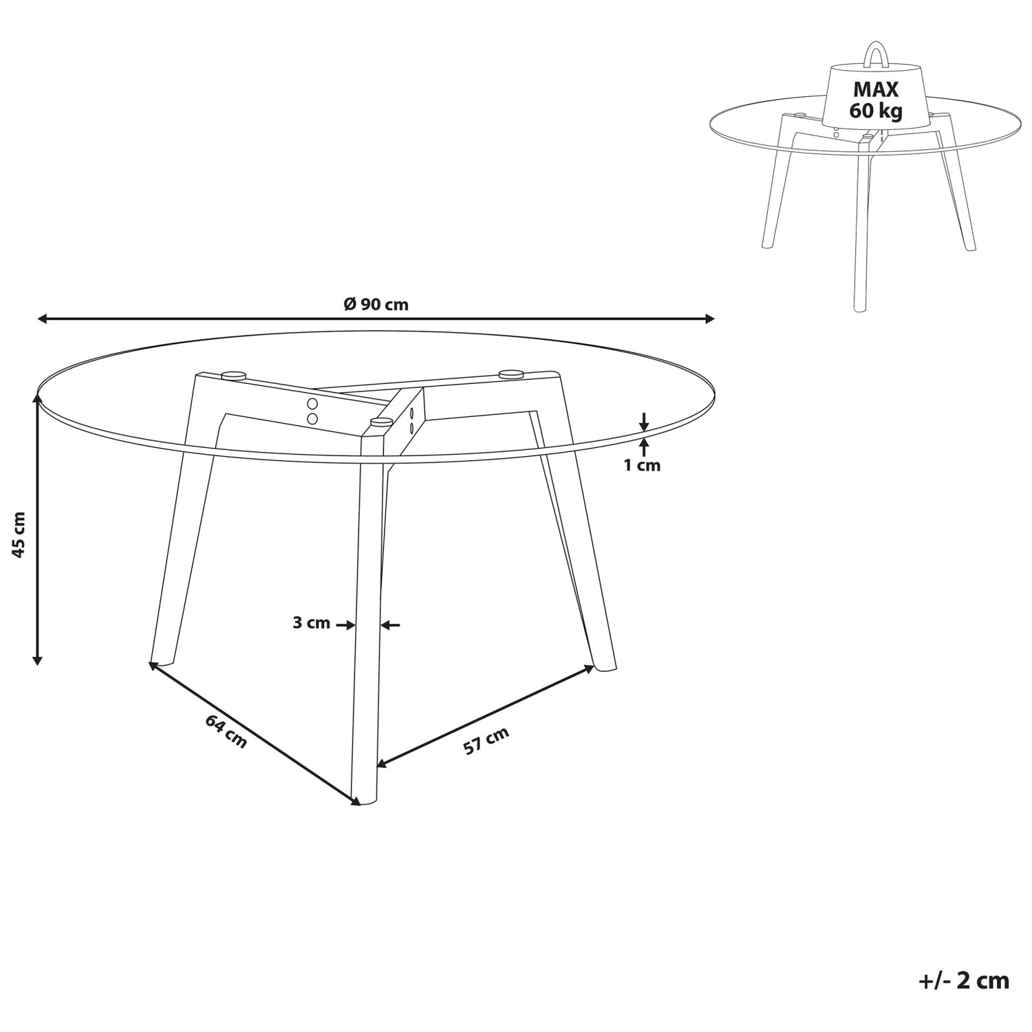 Beliani Table basse Minnesota en verre transparent Ø 90 x 45 cm