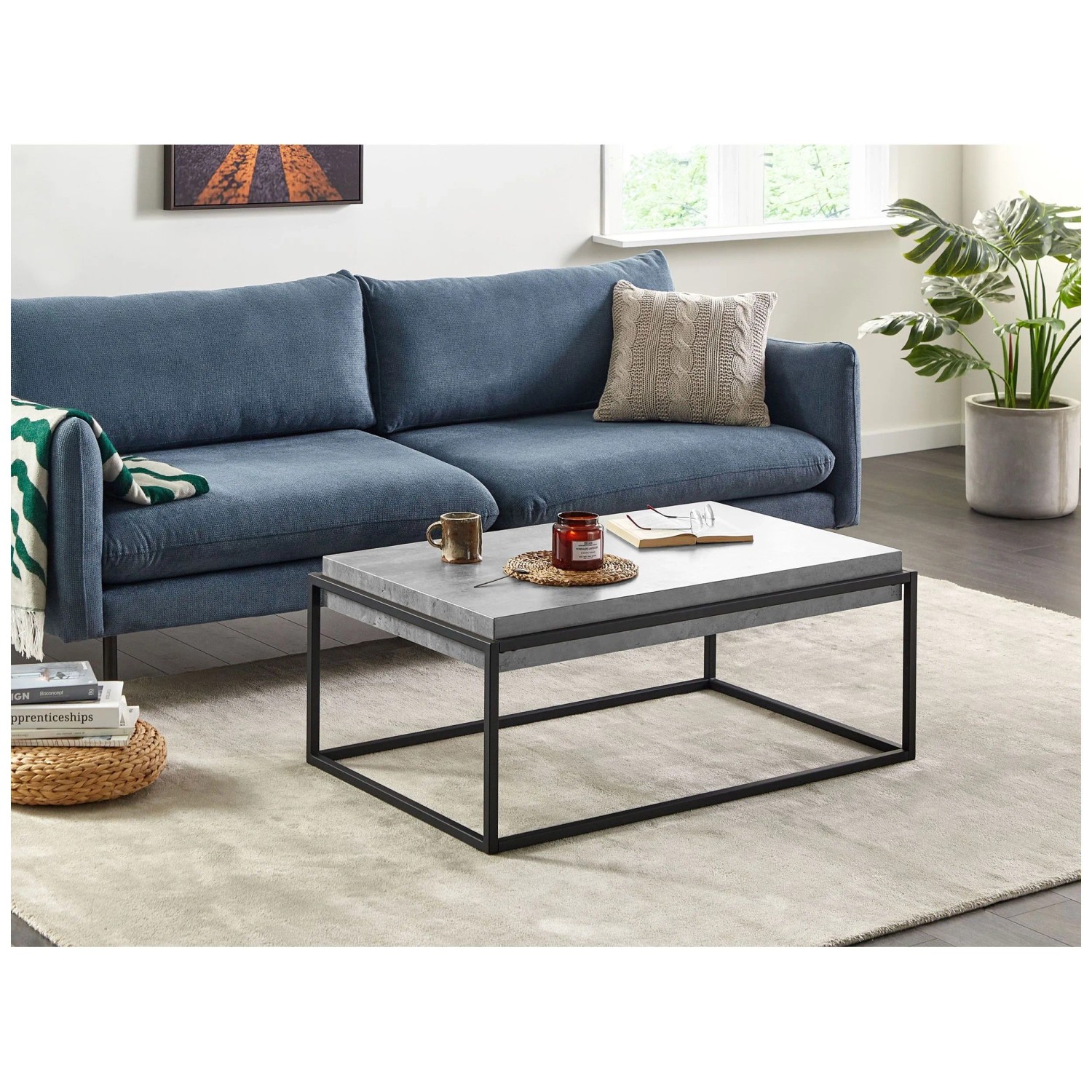 Beliani Table basse Altos en MDF gris 44 x 104 x 64 cm