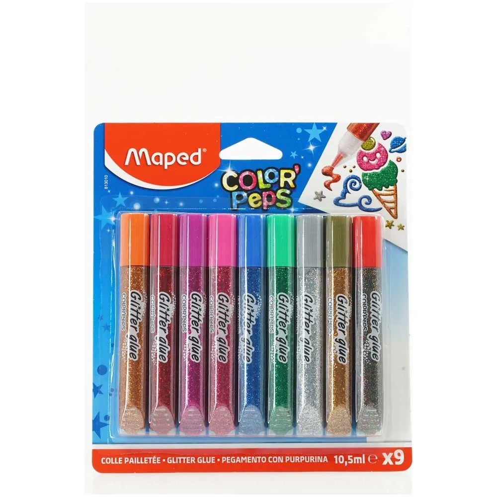 Colle pailletée Glue Color'Peps couleurs assorties 9 pcs