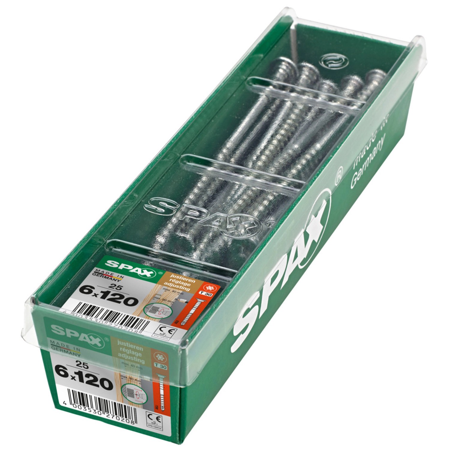 Spax Vis de réglage TRX Wirox tête plate rainure 6 x 120 mm / 25 pcs