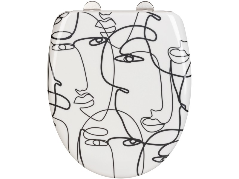 Wenko WC-Sitz Faces mit Absenkautomatik Duroplast Weiss-Schwarz kaufen ...