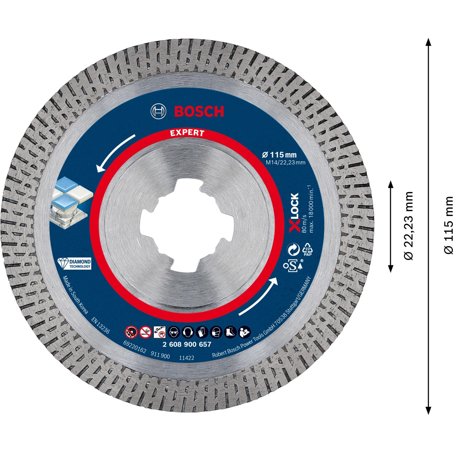 Bosch Expert Disque diamanté HardCeramic X-Lock Ø 115 mm