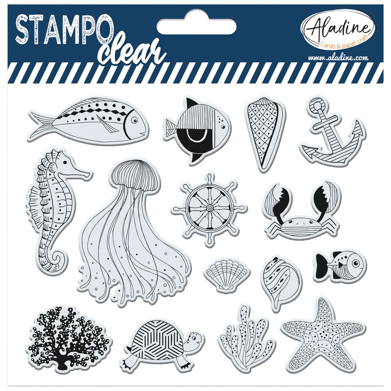 Aladine Stempelset Clear Stamp Fische 15 Stk.